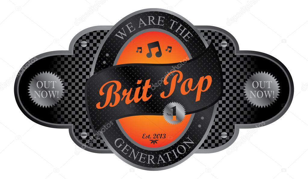 Brit pop orange metal sign Stock Illustration by ©vectorfirst #110356744