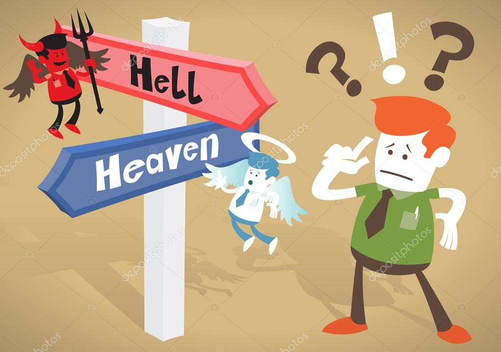 Corporate Guy has a Moral Dilemma at the Crossroads. — Stock Vector ...