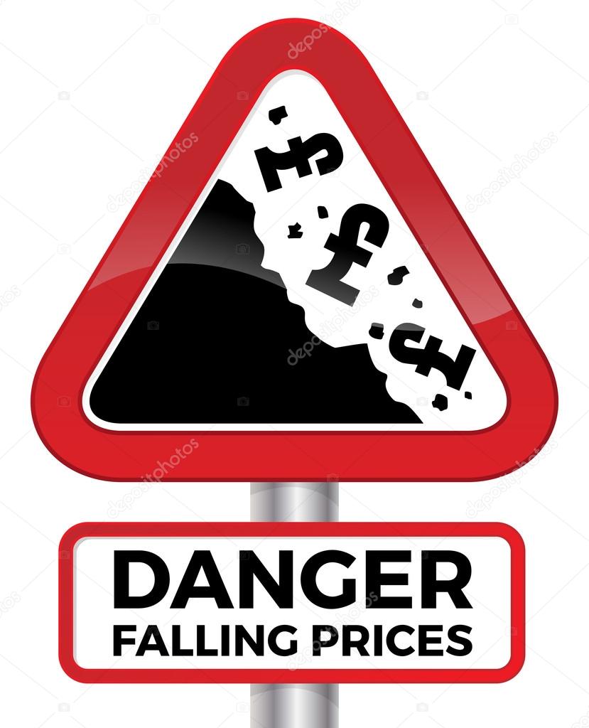 Danger. Falling Prices Road Sign. — Stock Vector © jorgenmac #88427524