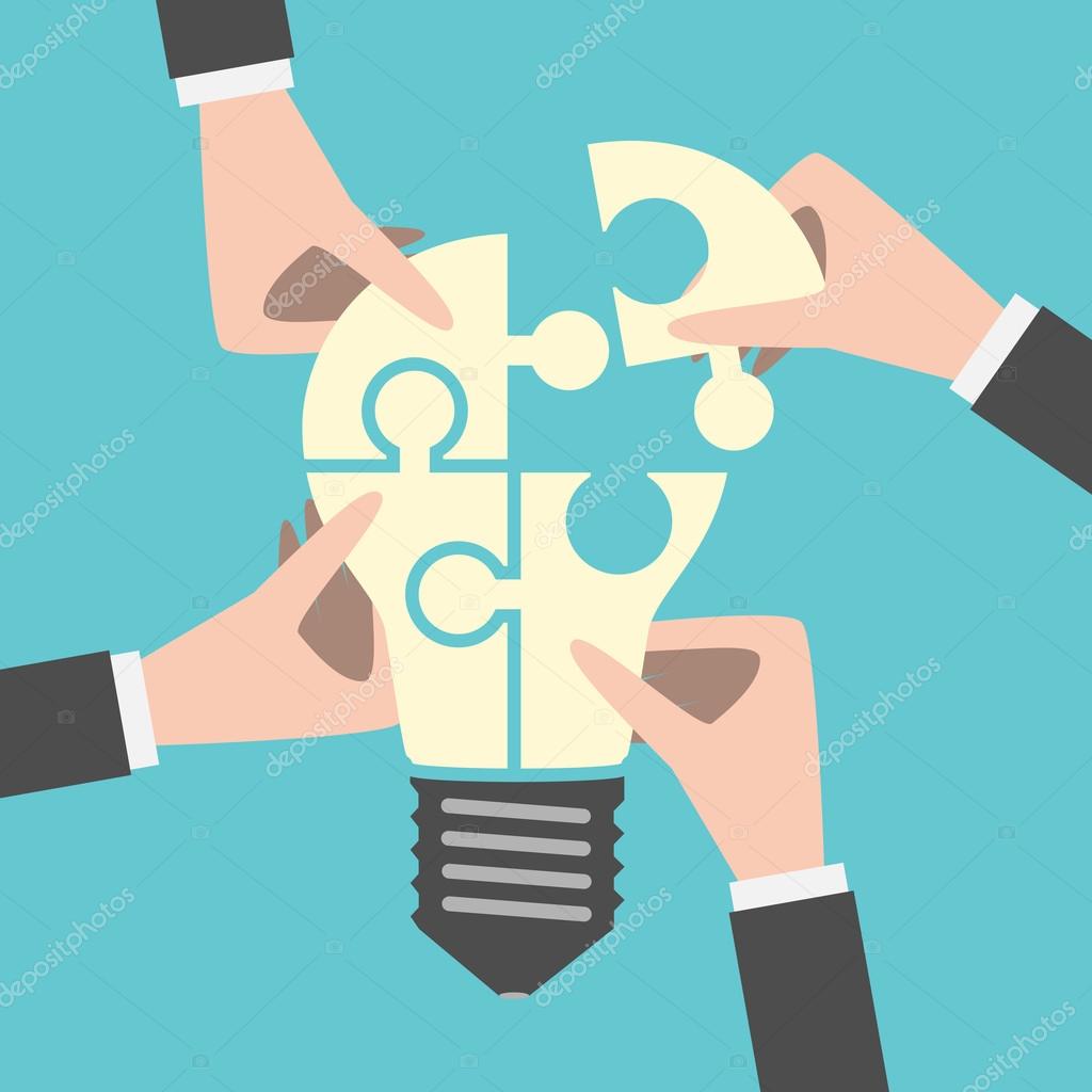 Four hands building idea — Stock Vector © Dmitry_Guzhanin #100255892