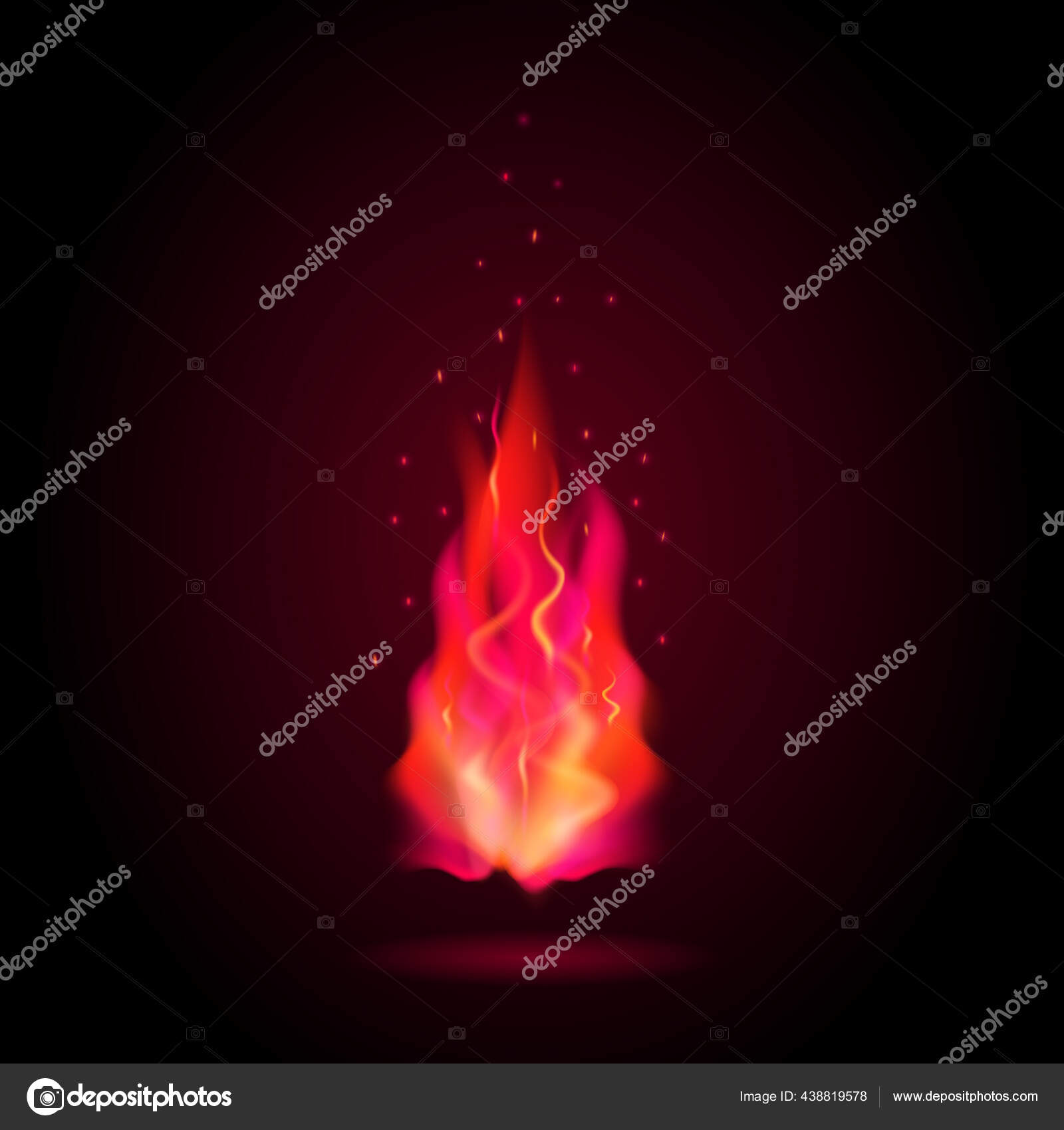 Burning Magic Fire Pink Red Flame Black Background Vector Transparent ...