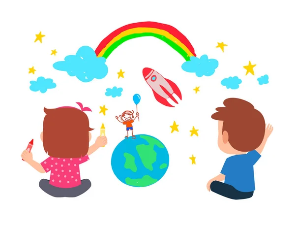 Kids earth day vector illustration Stock Illustration by ...