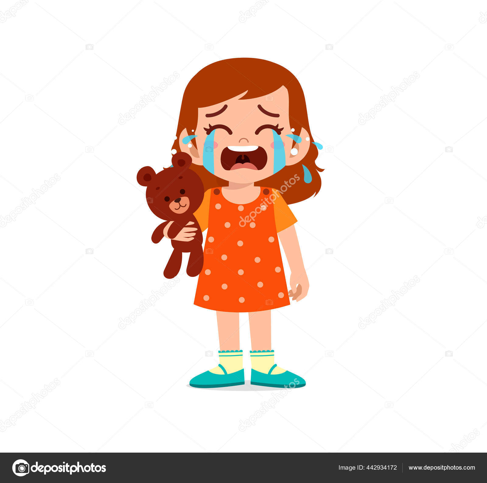 Cute Little Kid Stand While Crying Stock Vector by ©colorfuelstudio ...