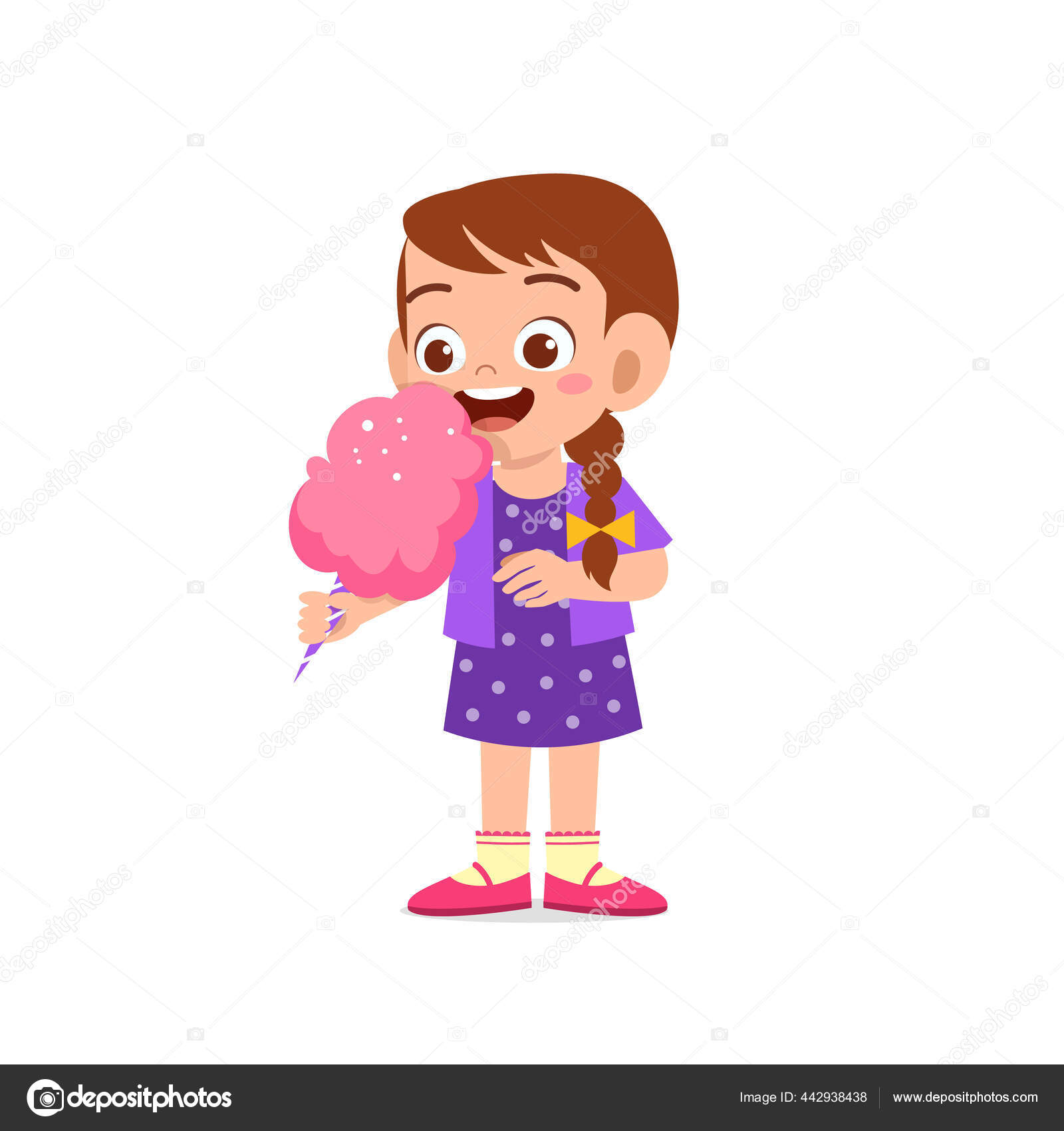 Happy Cute Kid Eat Candy Stock Illustration by ©colorfuelstudio #442938438