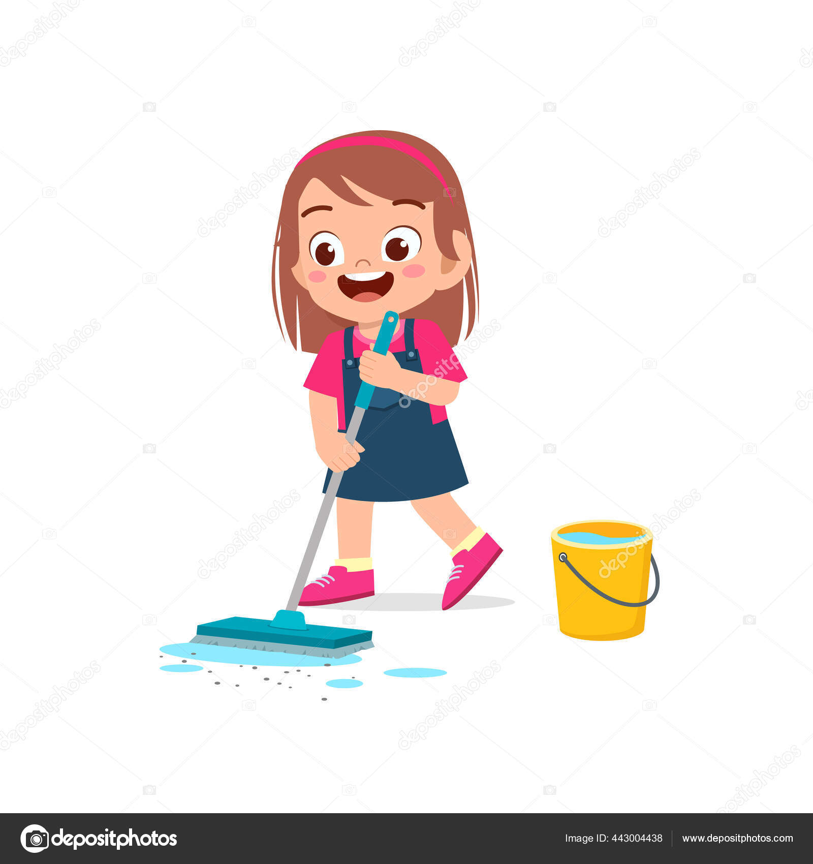 Kid Mopping The Floor