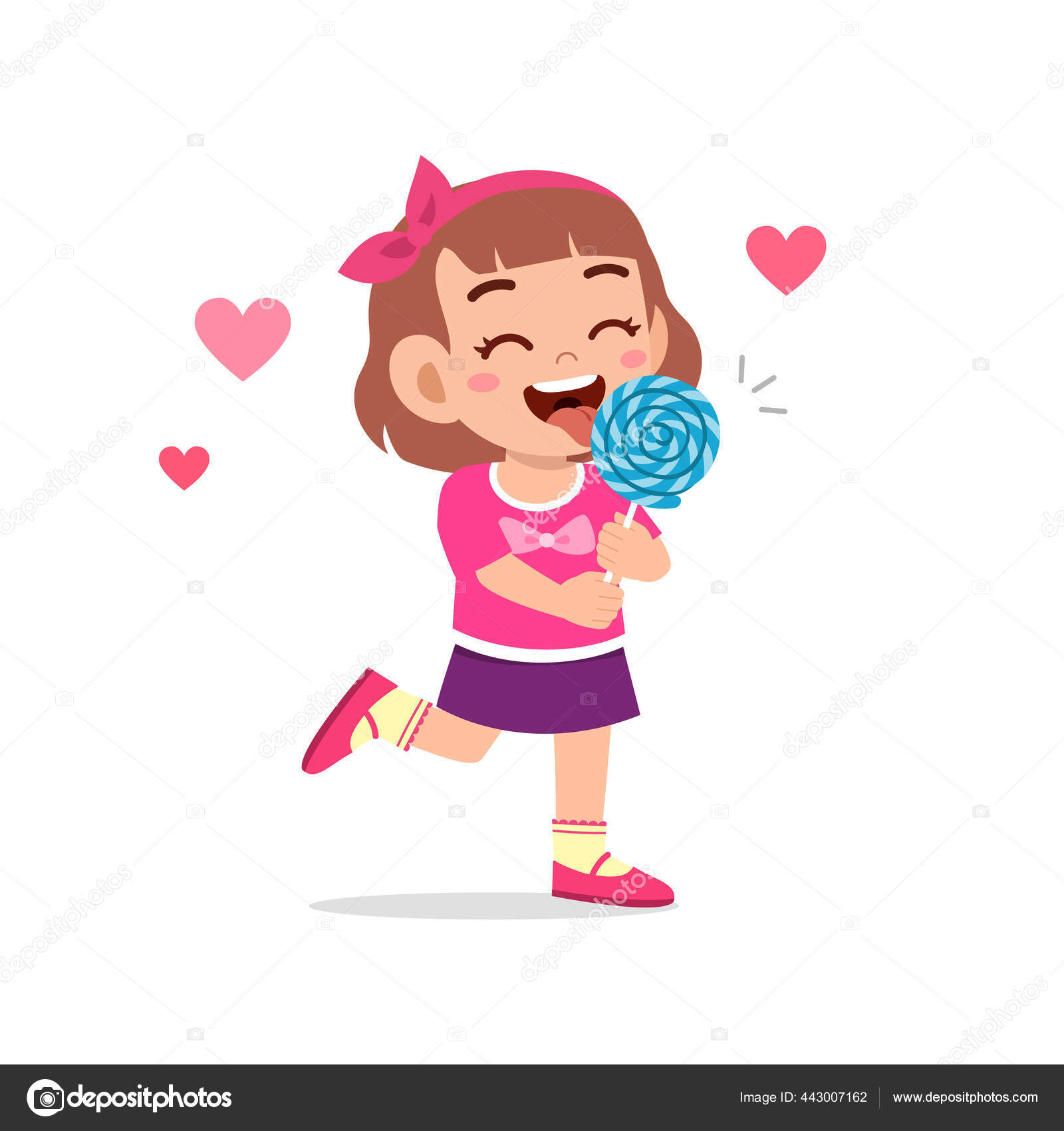 Happy Cute Kid Eat Candy Stock Vector by ©colorfuelstudio 443007162