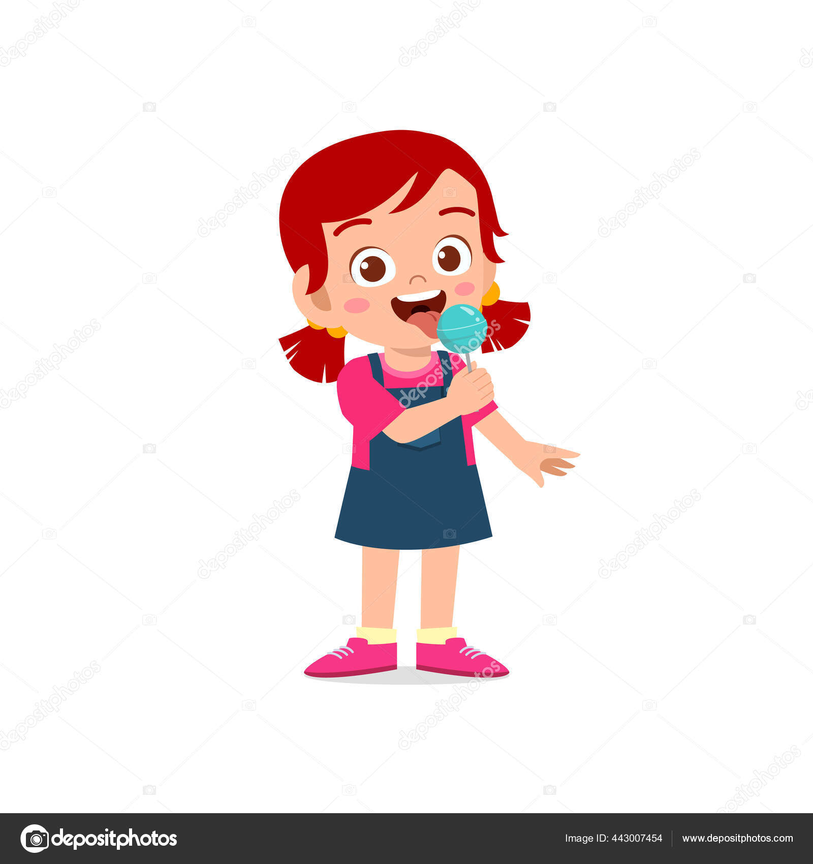 Happy Cute Kid Eat Candy Stock Vector Image by ©colorfuelstudio #443007454