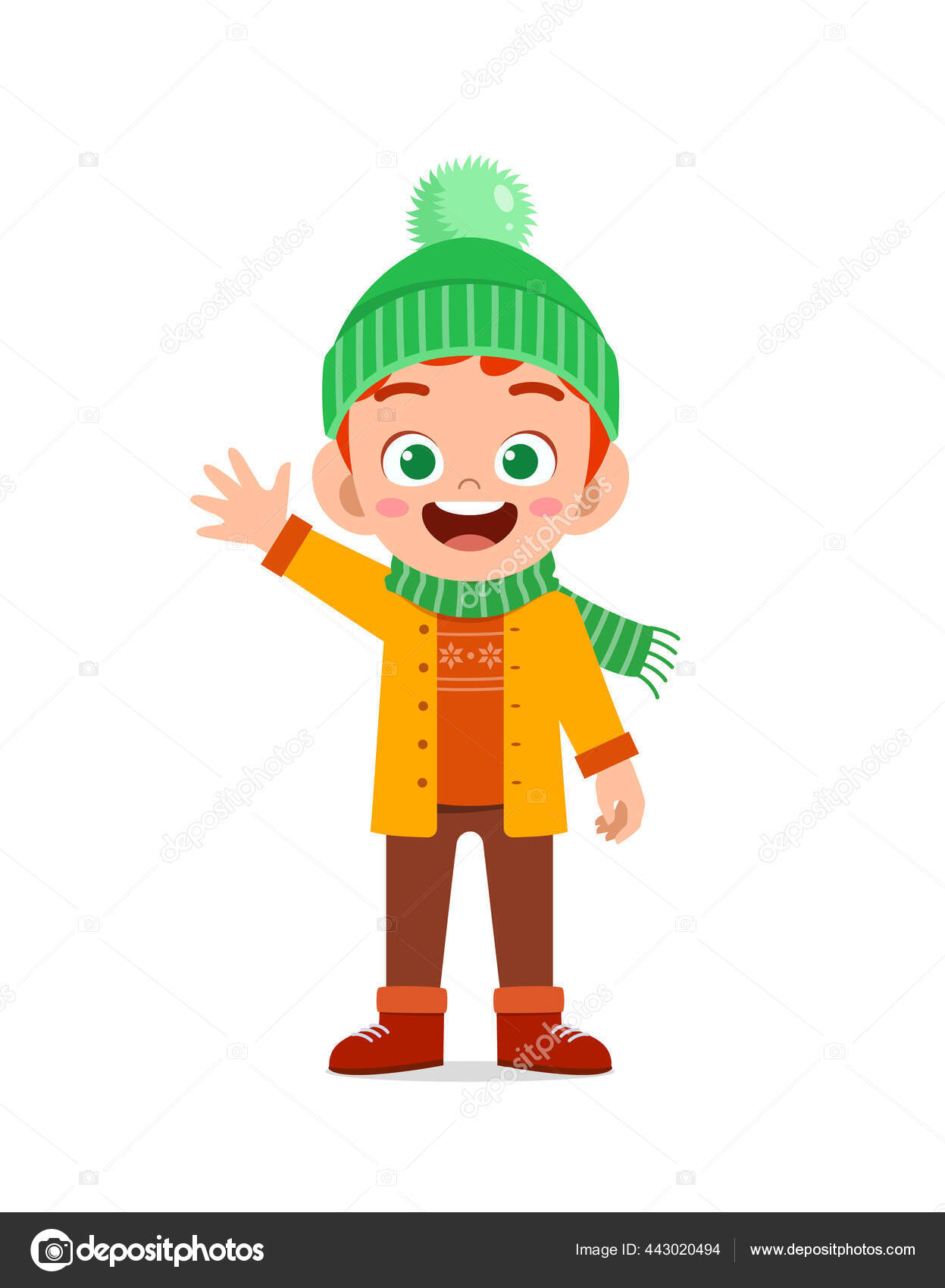 Happy Cute Little Kid Play Wear Jacket Winter Season Child Stock Vector ...