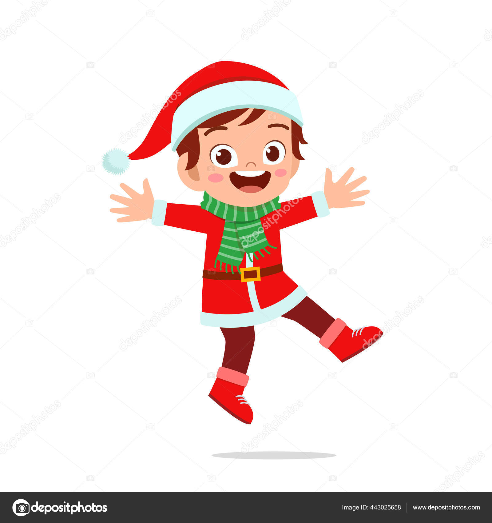 Šťastný Roztomilý Malý Kluk Kluk Dívka Sobě Červené Vánoční Kostým ...