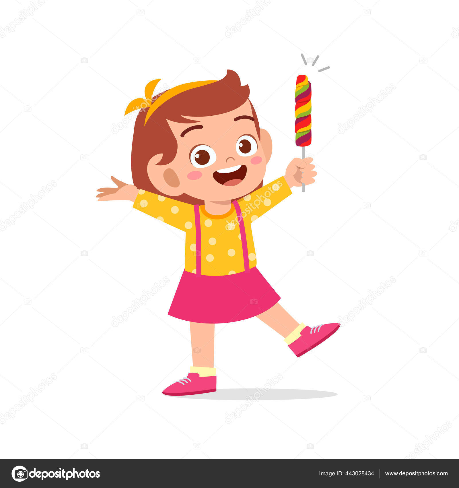 Happy Cute Little Kid Boy Gir Eat Candy Sweets Stock Vector Image by ...