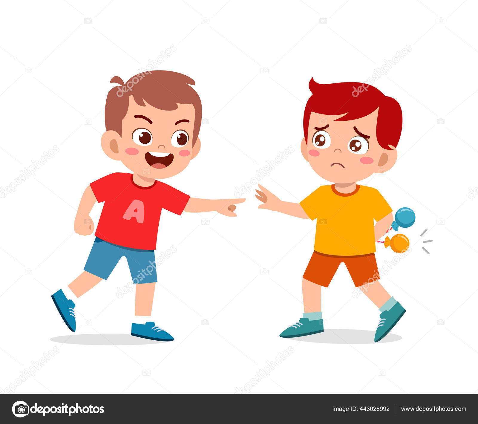 Mal Comportamiento Niño Bravucón Amigo Escuela Vector de stock ...