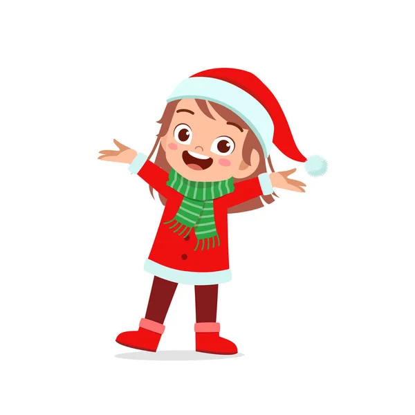 Happy Cute Little Kid Boy Girl Wearing Red Christmas Costume Stock ...