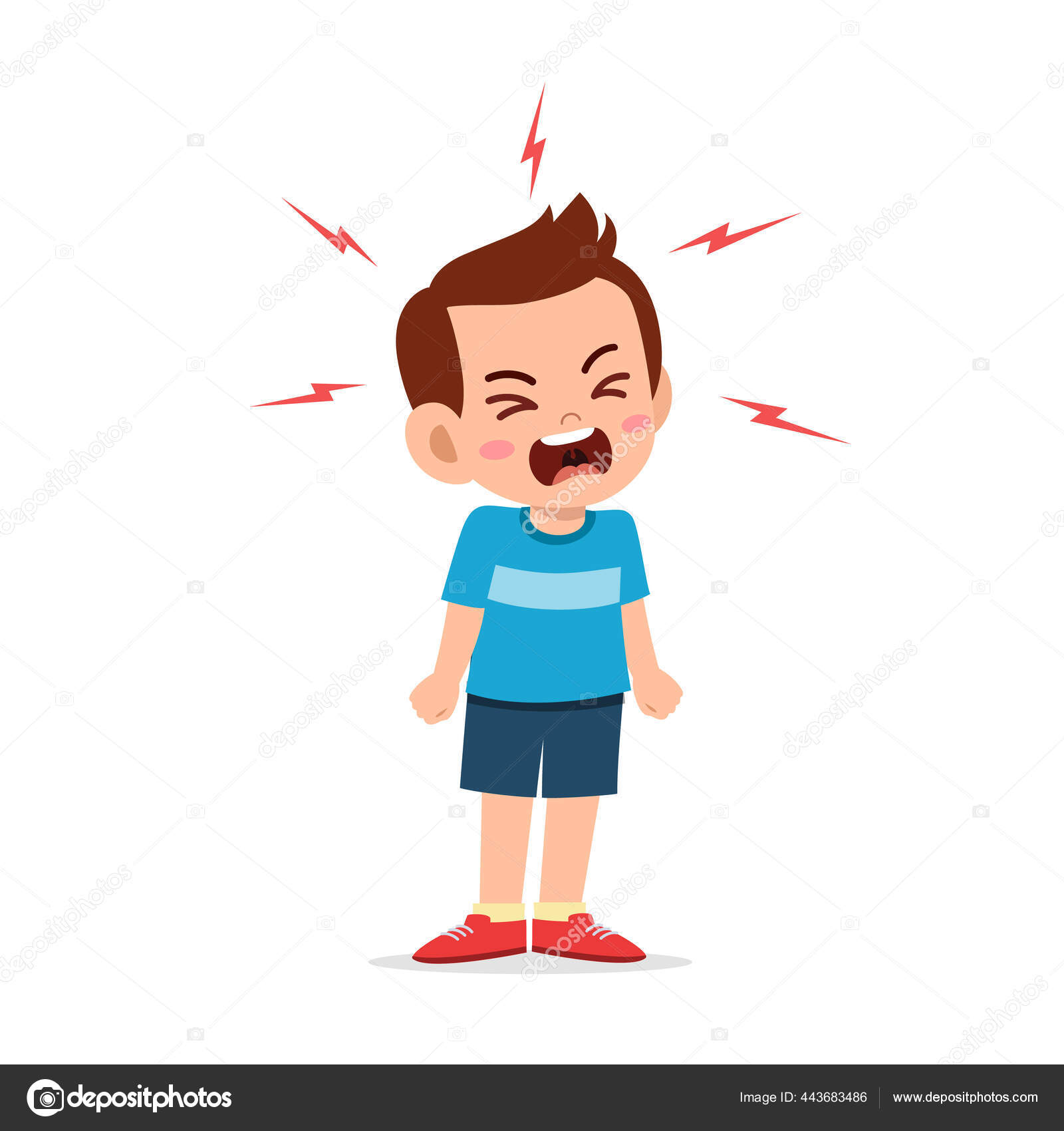 Little Boy Tantrum Scream Very Loud Stock Vector by ©colorfuelstudio 443683486