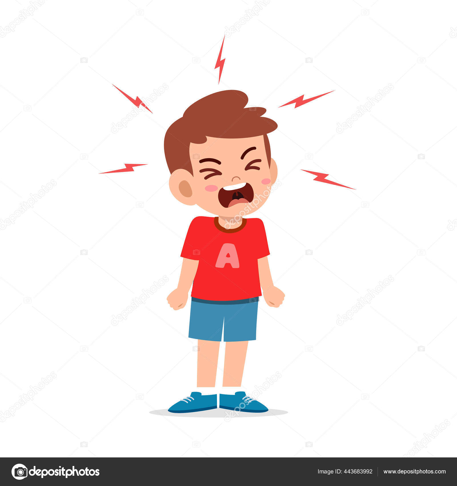 Little Boy Tantrum Scream Very Loud Stock Vector Image by ©colorfuelstudio #443683992