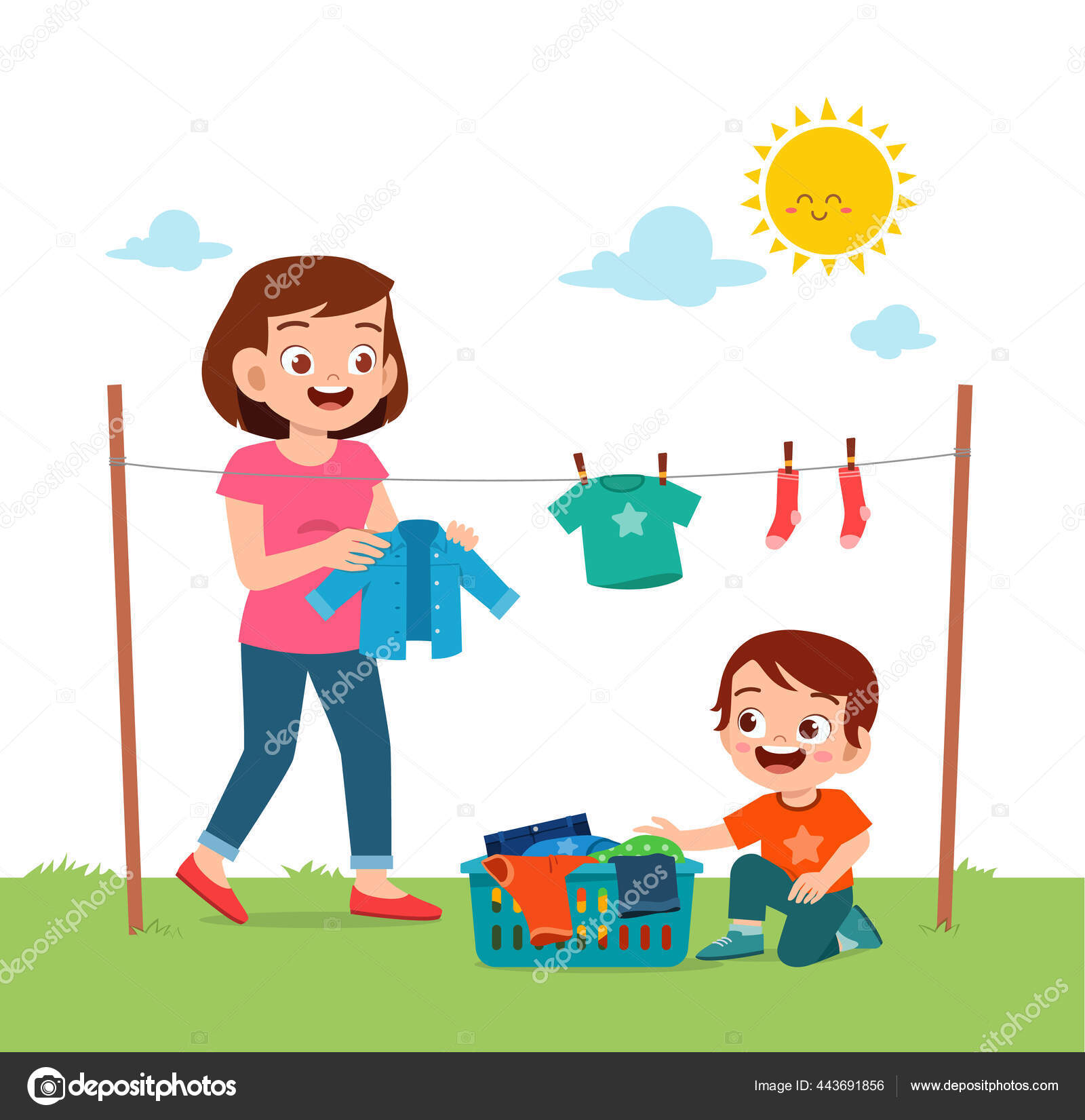 Niño Recoge Ropa Clipart Kids Choosing Clothes: Más De 1,232