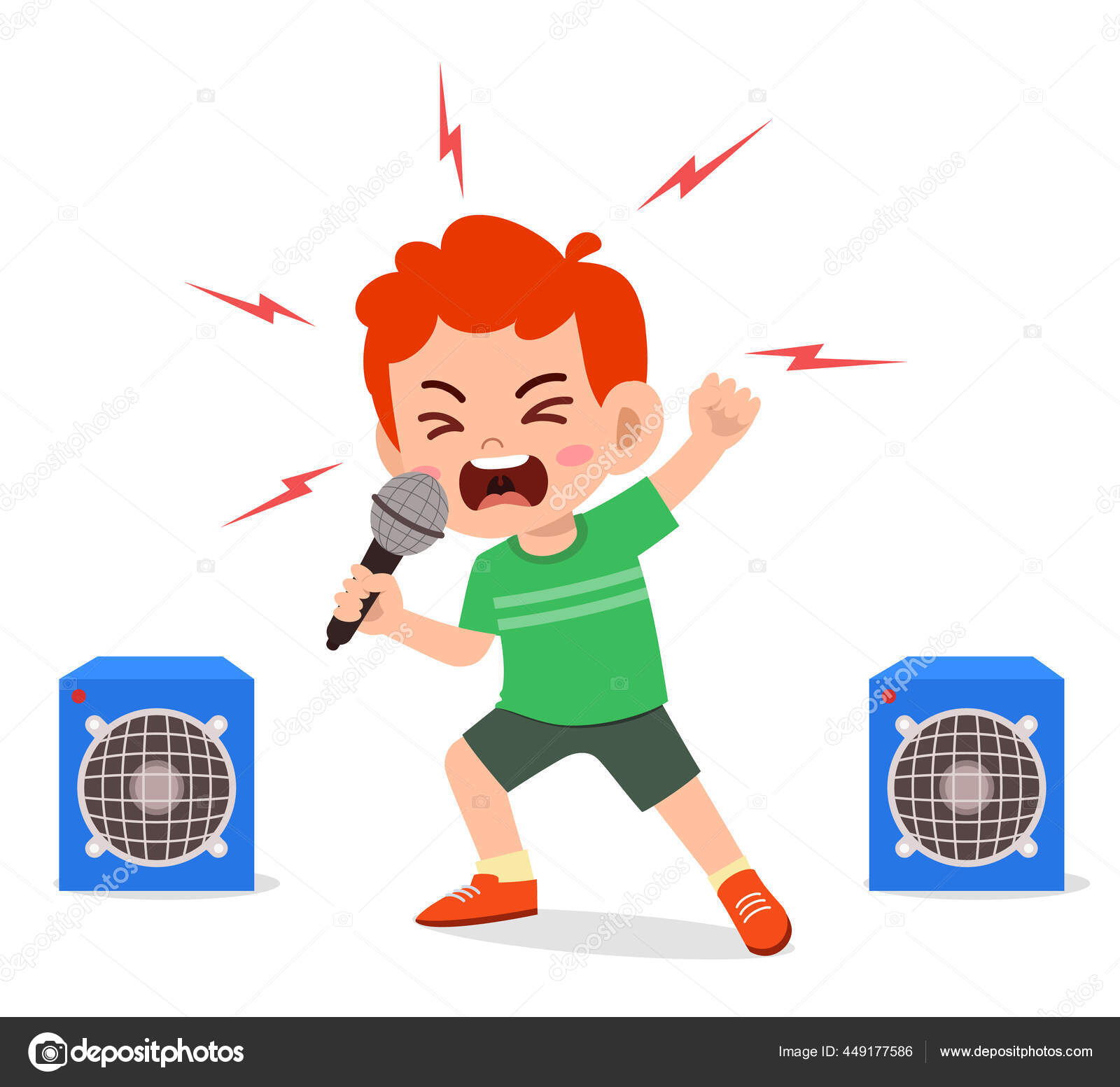 Little Boy Sing Song Stage Screaming Stock Illustration by ...