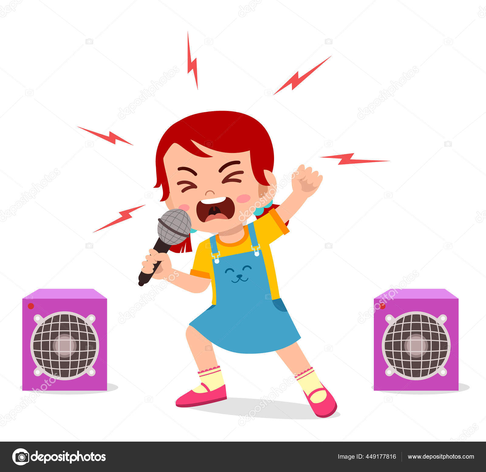 Little Girl Sing Song Stage Screaming Stock Vector by ©colorfuelstudio ...