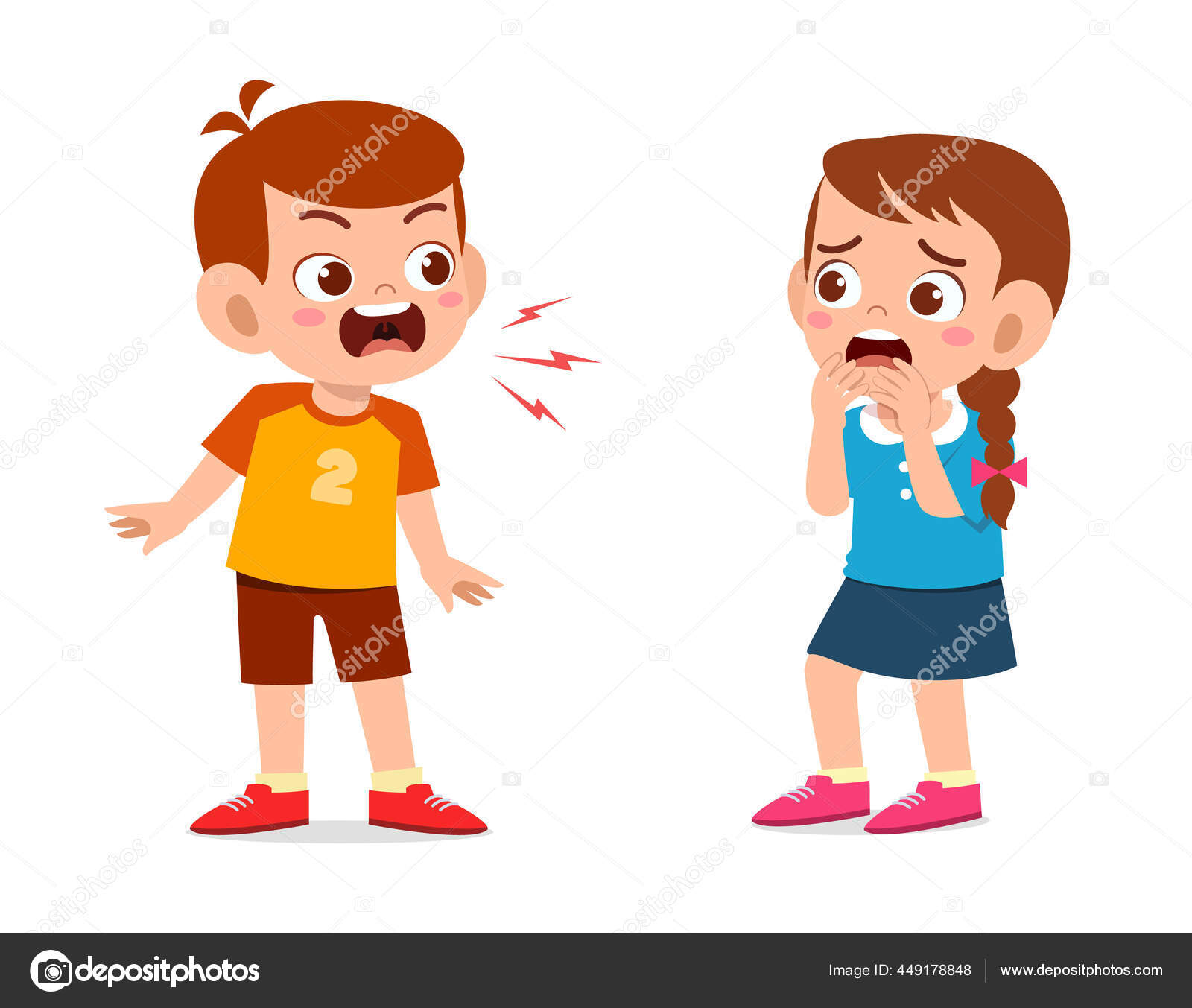 Niño Pequeño Enojado Gritar Niña Vector de stock #449178848 de ...