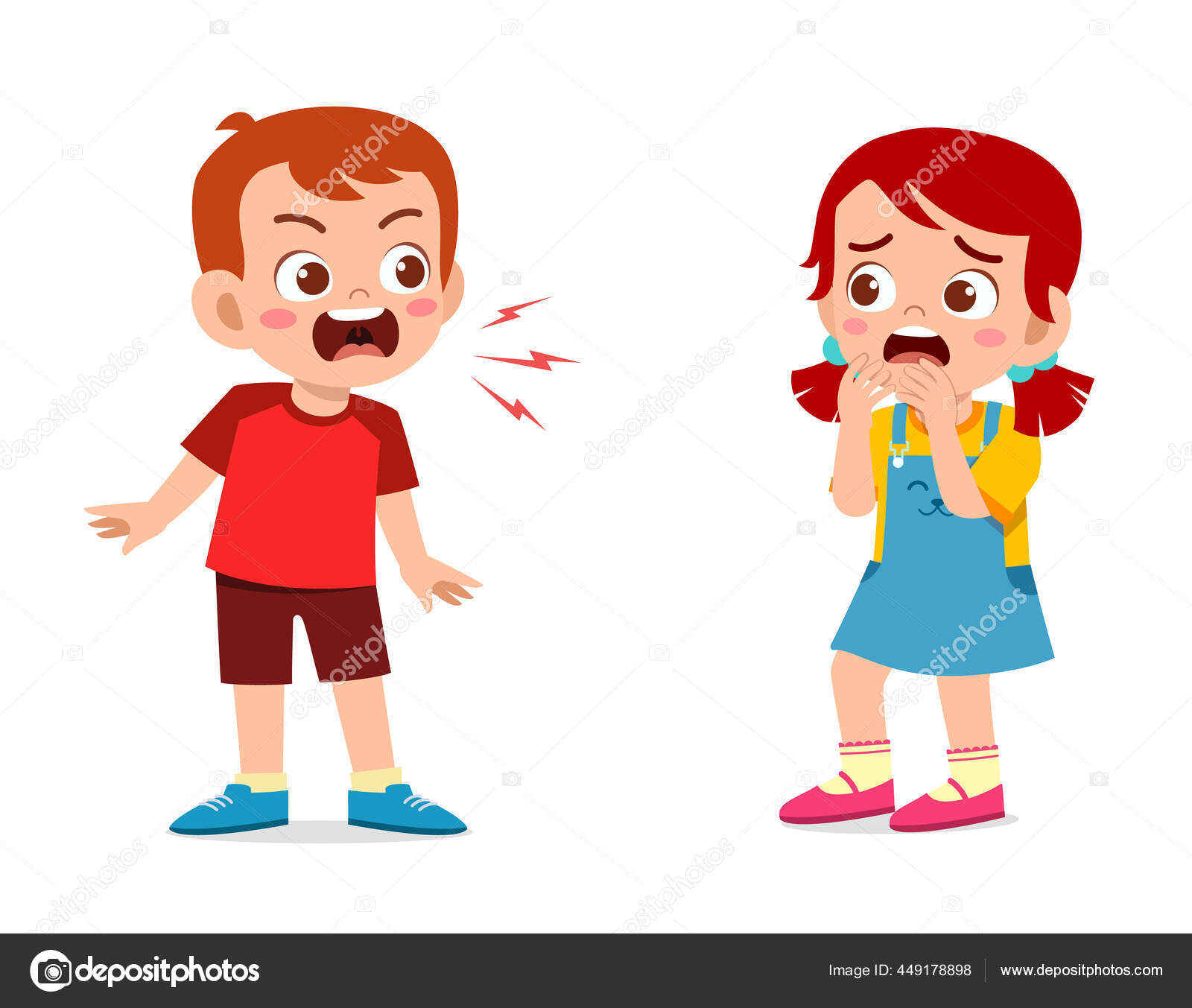 อยโกรธและตะโกนใส สาวน ภาพเวกเตอร์สต็อกโดย ©colorfuelstudio 449178898