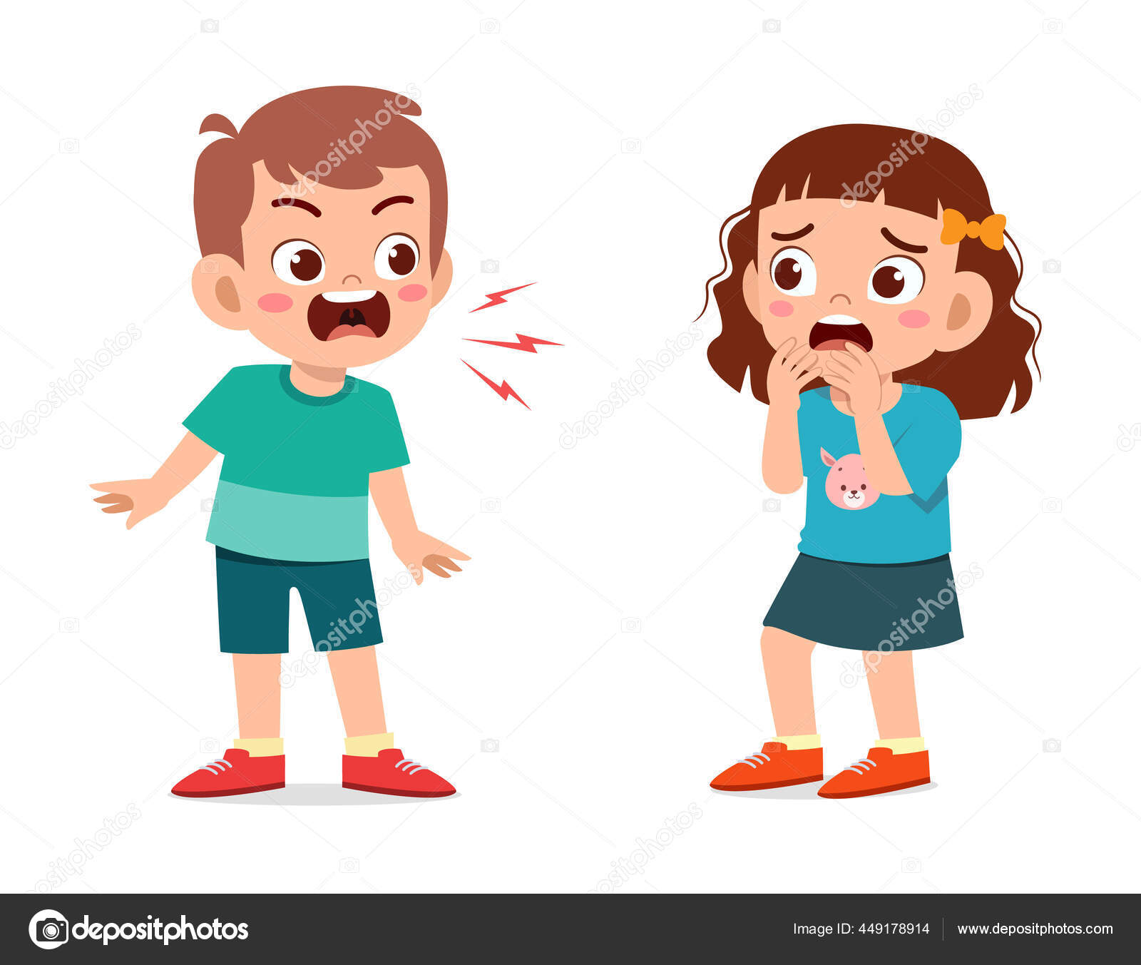 Niño Pequeño Enojado Gritar Niña Vector de stock #449178914 de ...