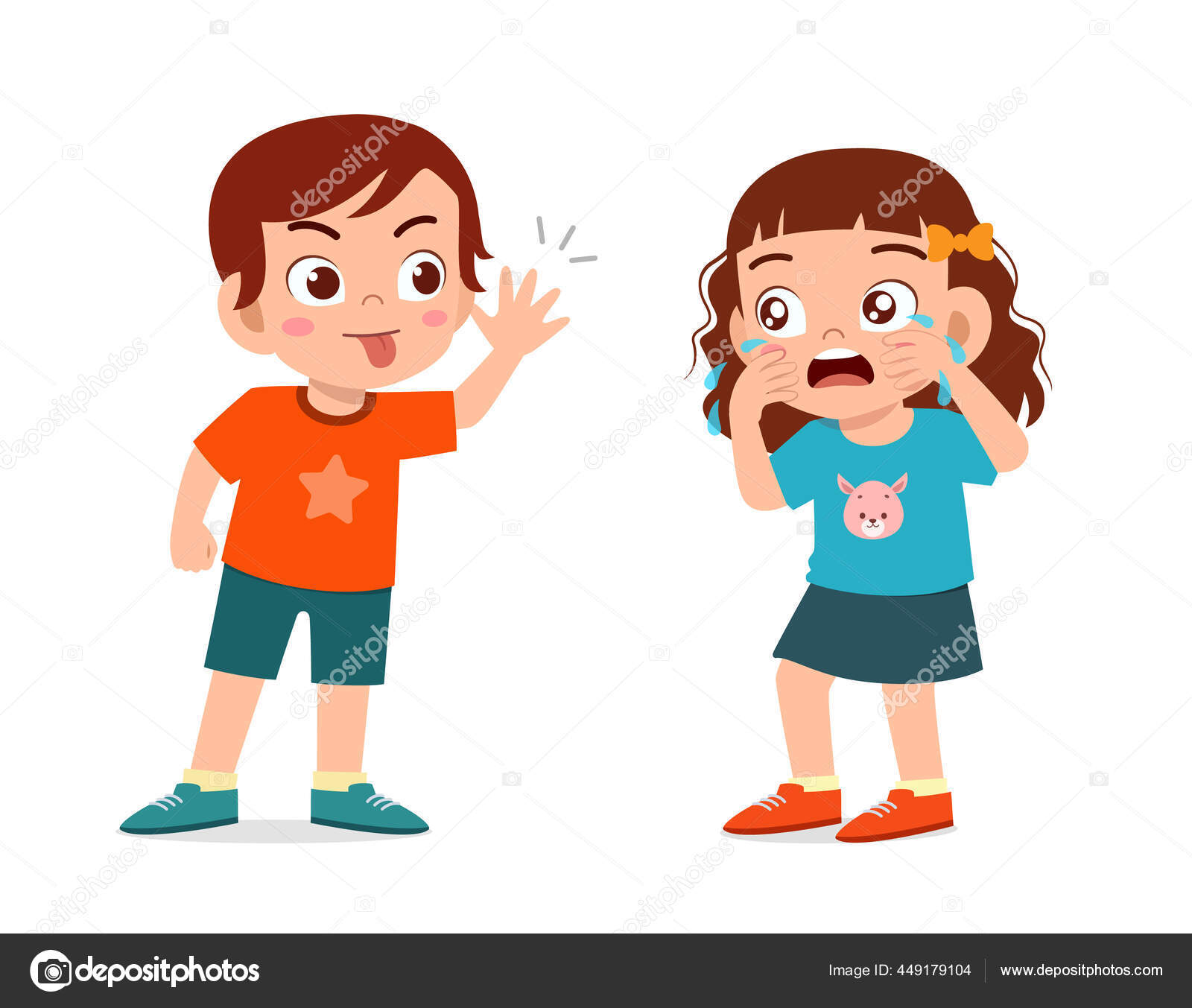 Little Boy Bully Little Girl She Cry Stock Vector by ©colorfuelstudio ...
