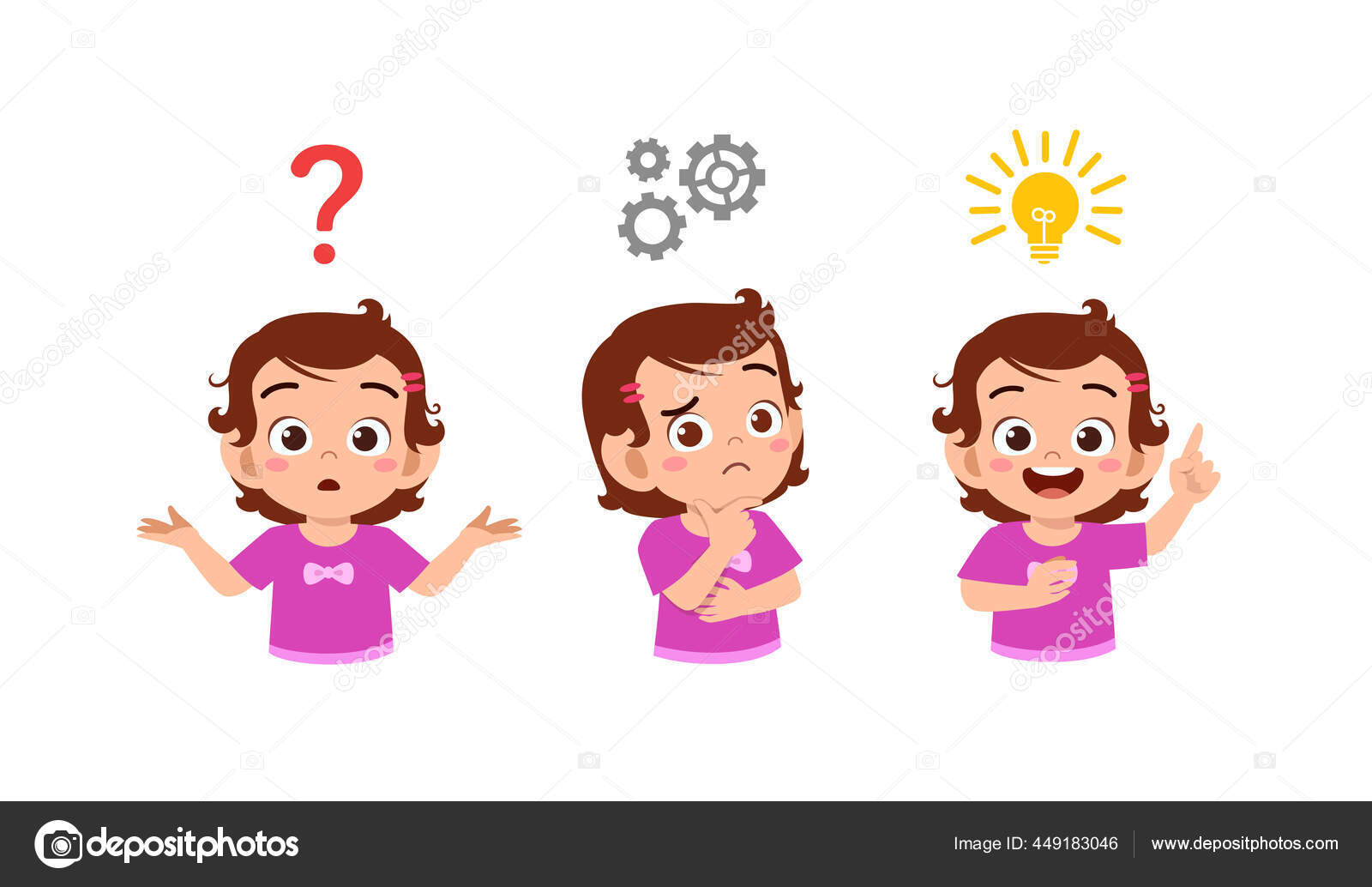 快乐可爱的小女孩思考和搜寻的过程 图库矢量图©colorfuelstudio 449183046 快乐可爱的小女孩思考和搜寻的过程 图库矢量图©colorfuelstudio 449183046