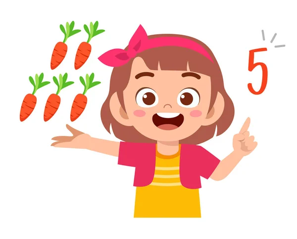 Cute Little Kid Boy Study Math Number Count Vegetable Stock Vector ...