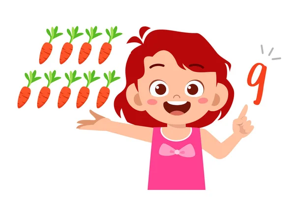 Cute Little Kid Boy Study Math Number Count Vegetable Stock Vector ...