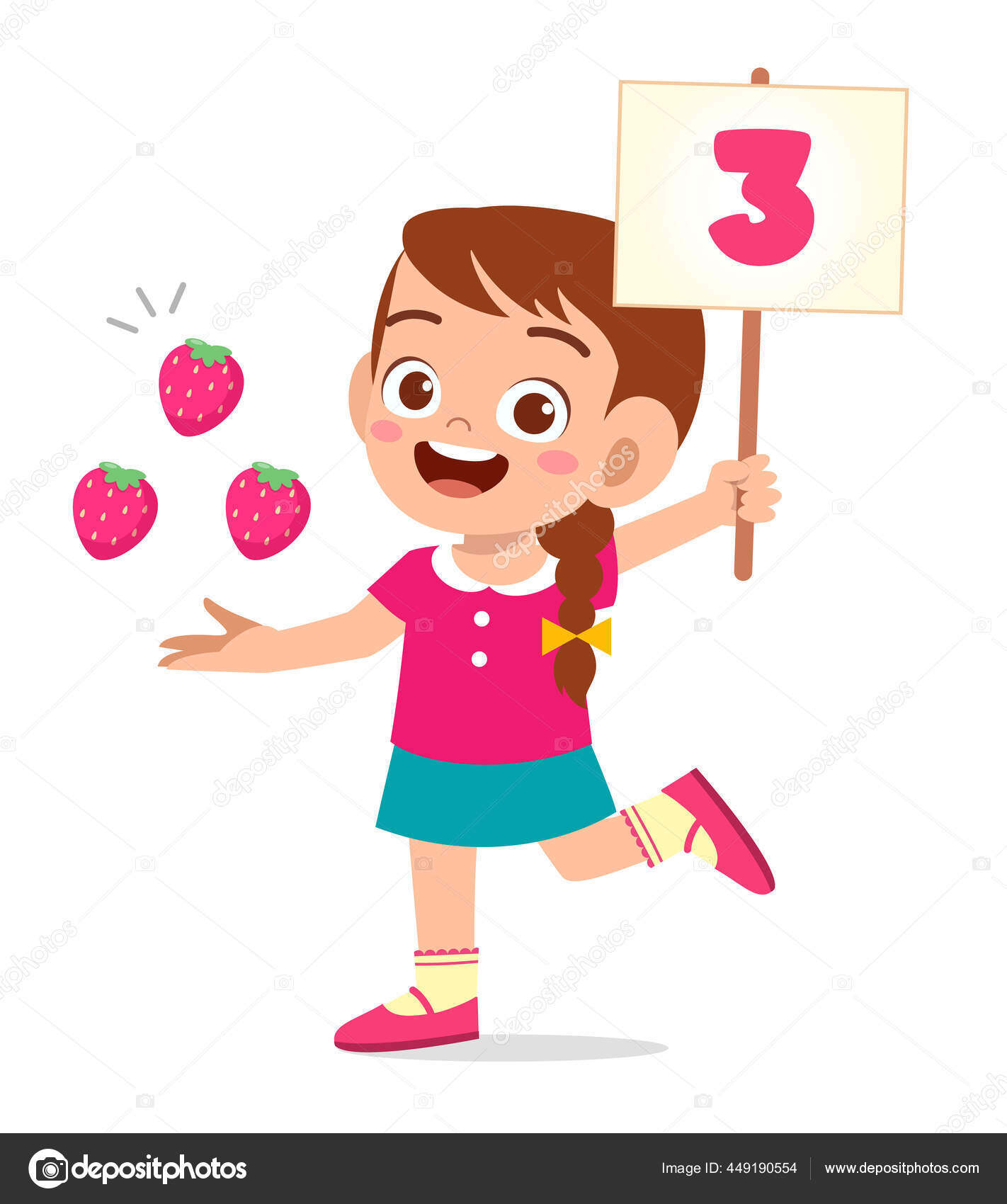 可愛い子ちゃん勉強数字カウント野菜 ストックベクター ©colorfuelstudio 449190554