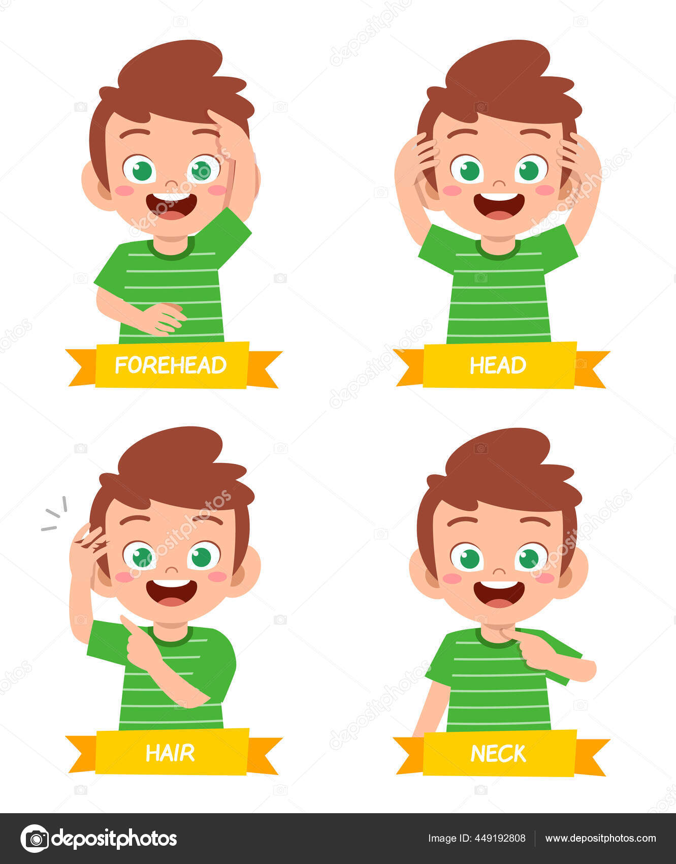 Menino Bonito Feliz Estudo Corpo Parte Anatomia Vetor de ...