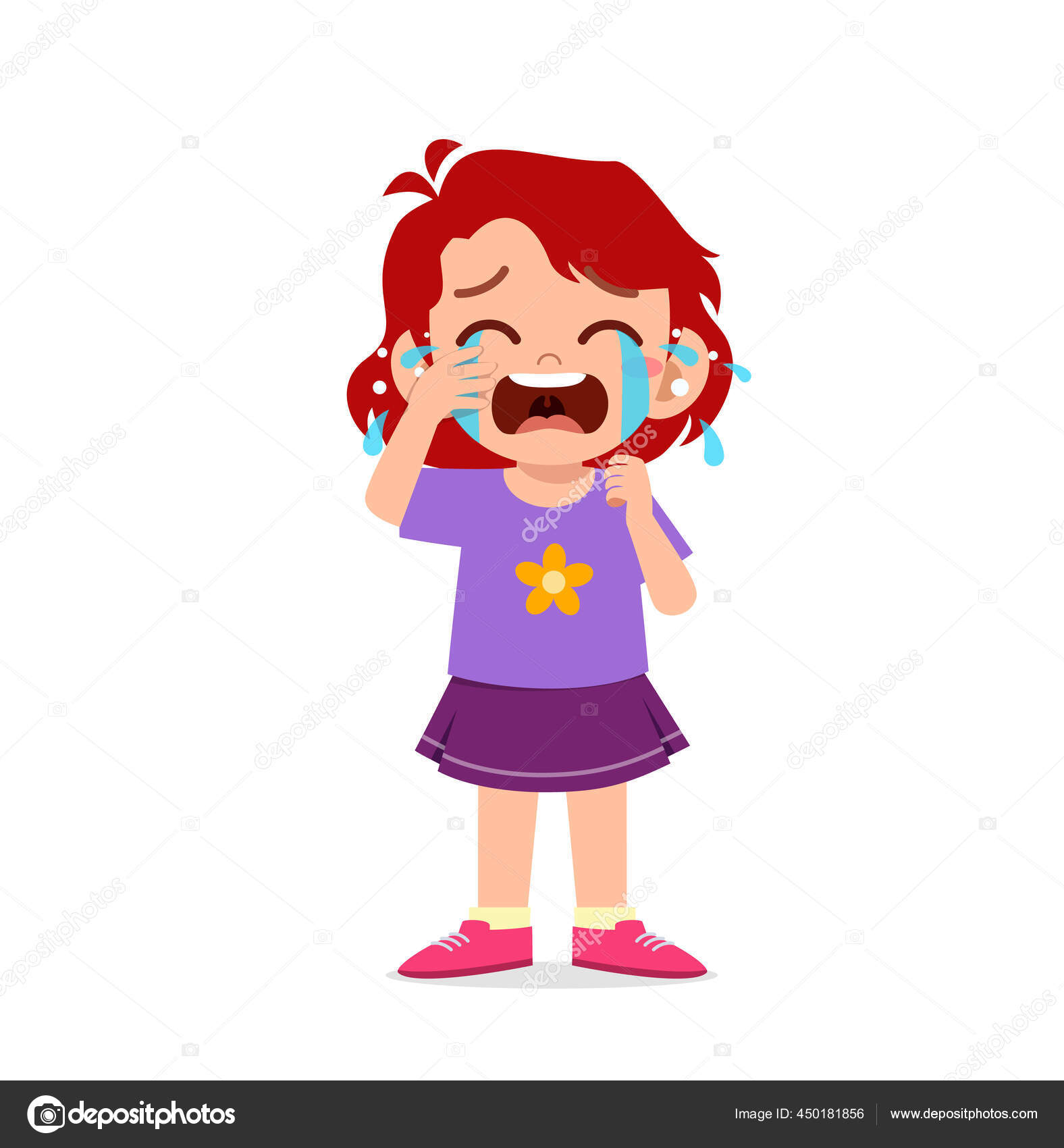 Cute Little Girl Crying Tantrum Expression Stock Vector Image by ...