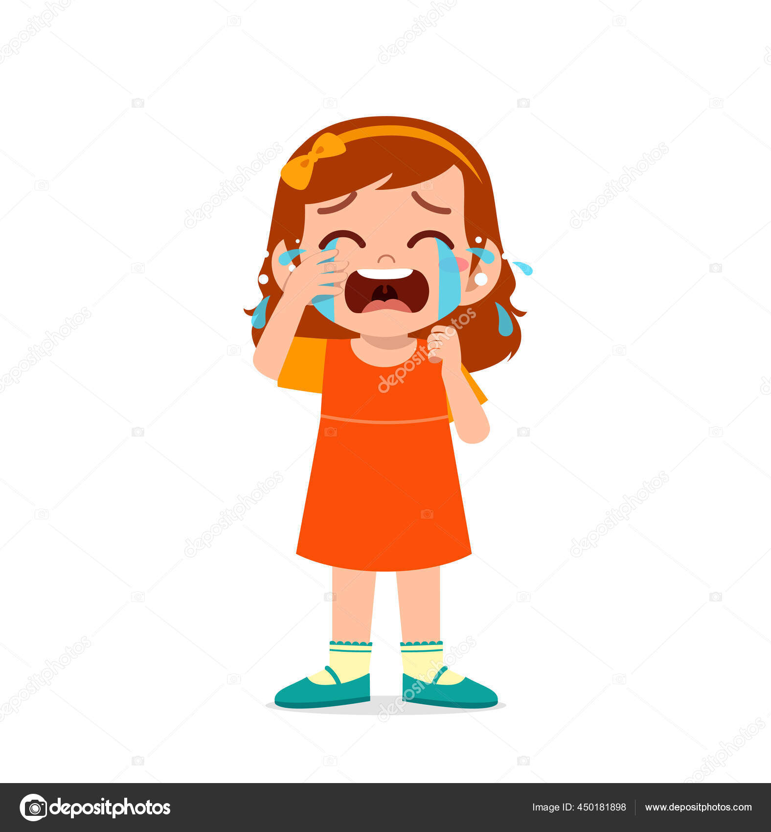 Linda Niña Con Llanto Expresión Rabieta Vector de stock #450181898 de ...