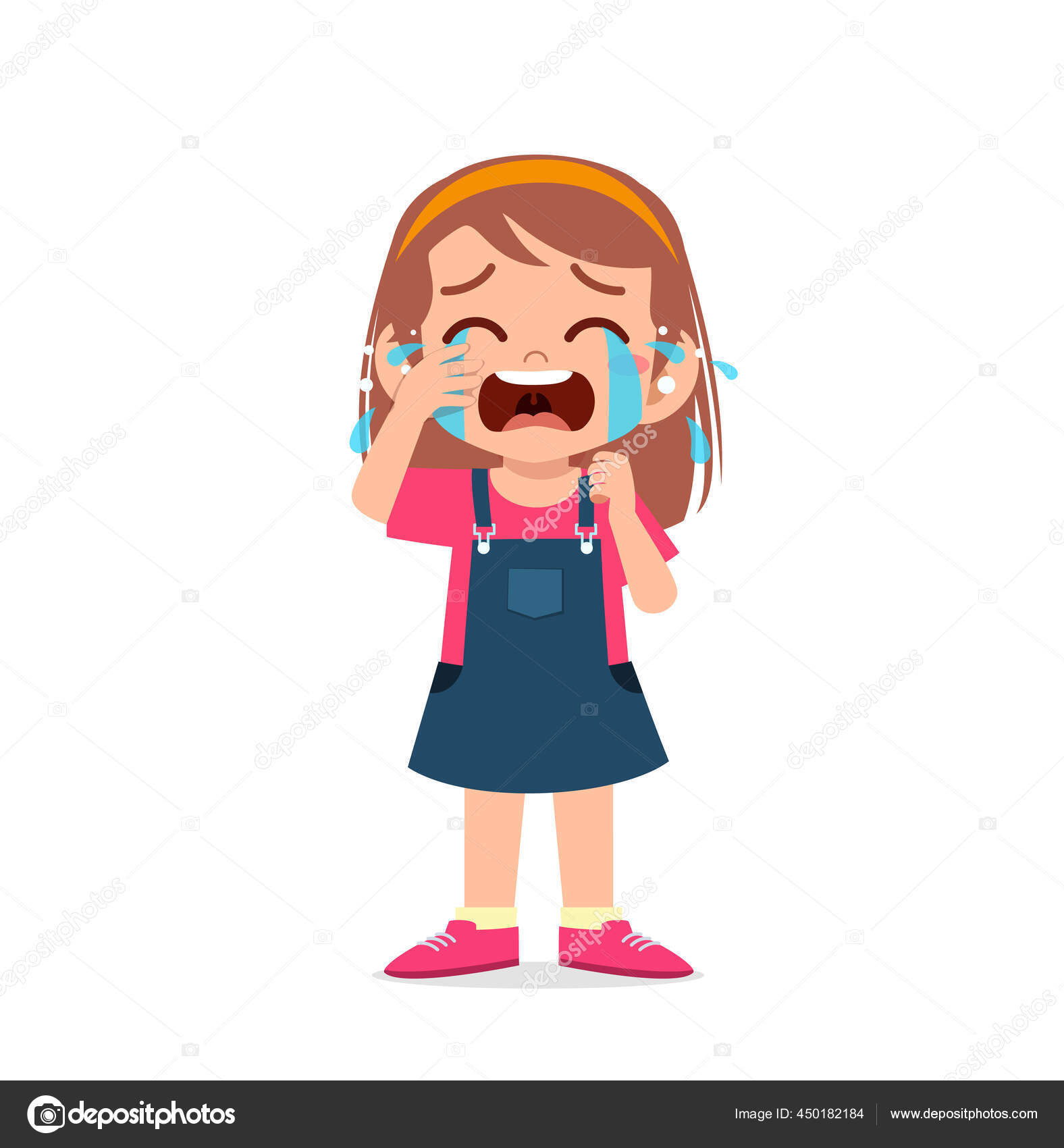 Cute Little Girl Crying Tantrum Expression Stock Vector by ...