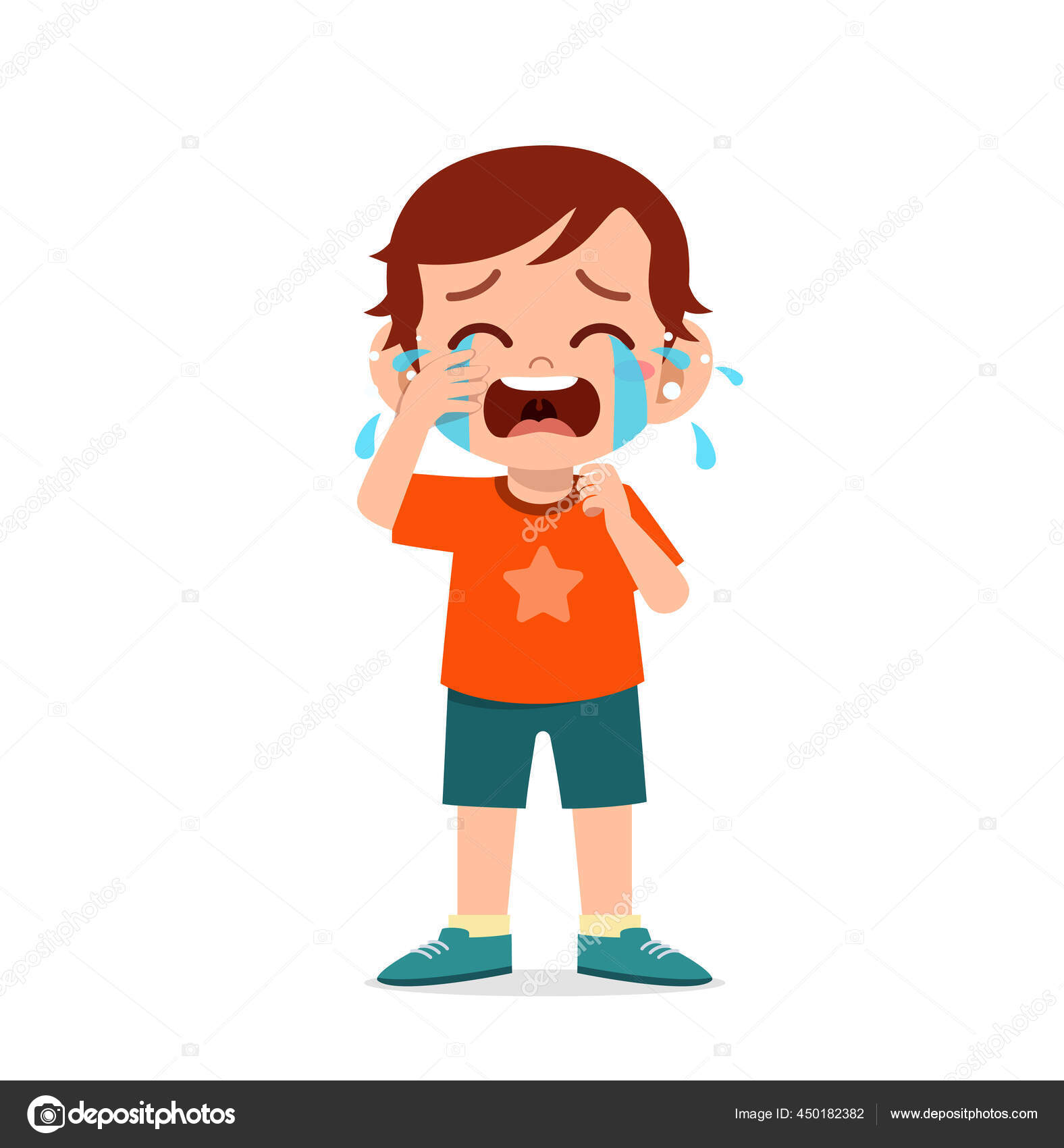 Cute Little Boy Crying Tantrum Expression Stock Vector by ...