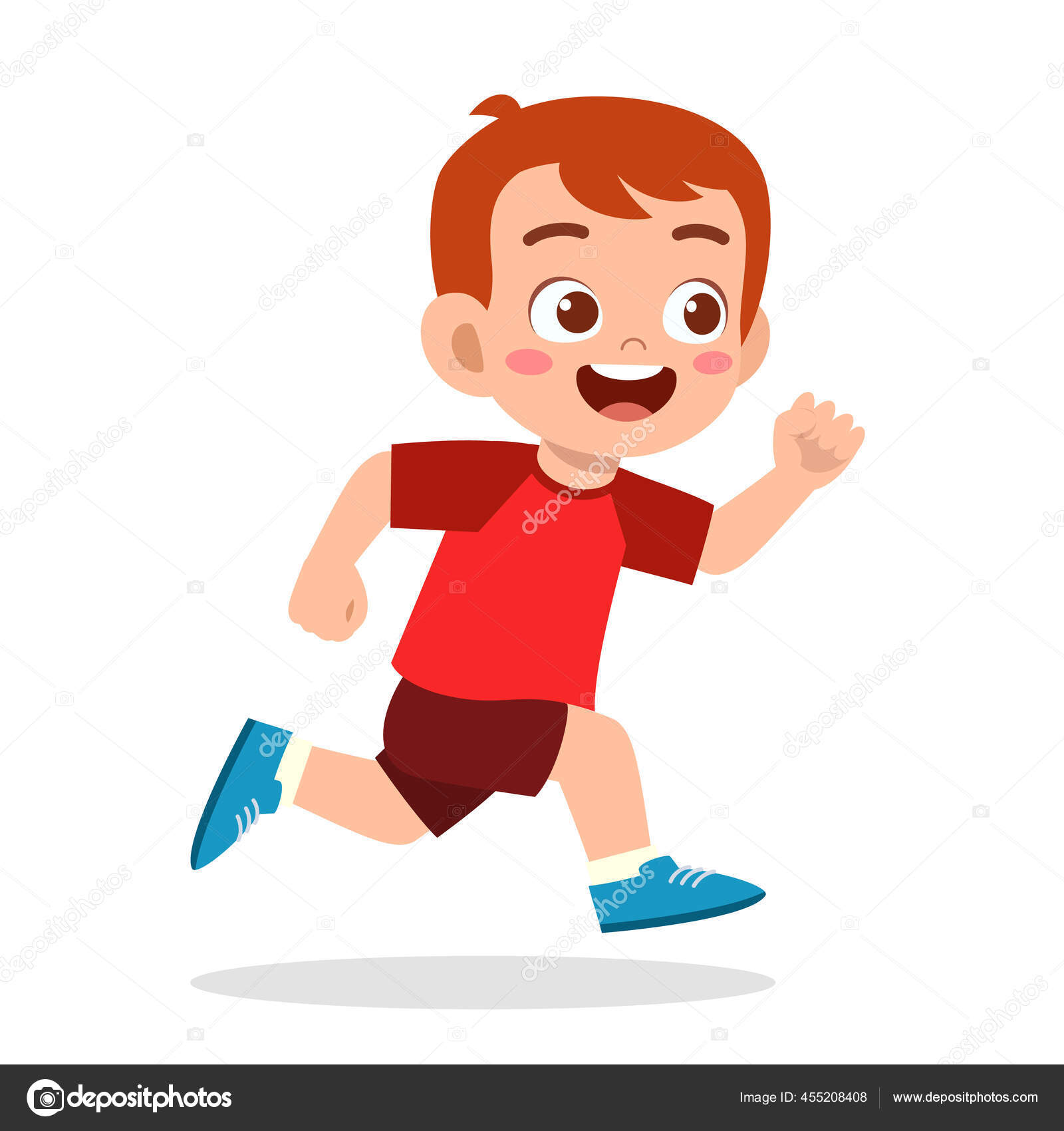 Happy Cute Little Boy Running Fast Stock Vector Image by ...