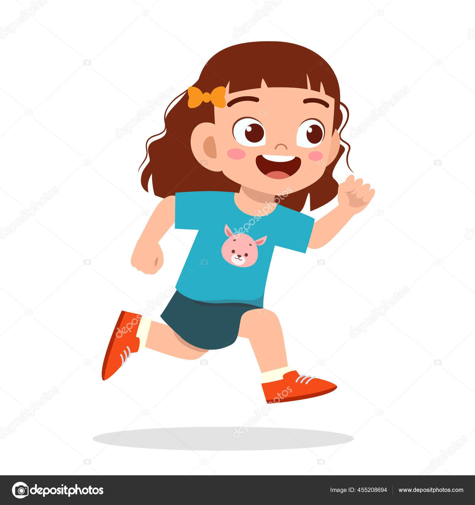 Feliz Bonito Menina Correndo Tão Rápido Ilustração de stock por ...