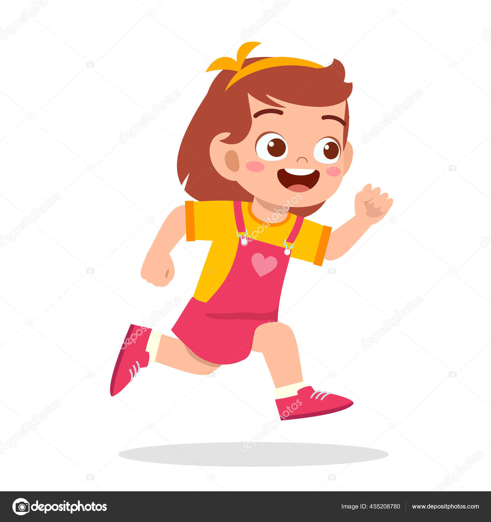 Happy Cute Little Girl Running Fast Stock Illustration by ...