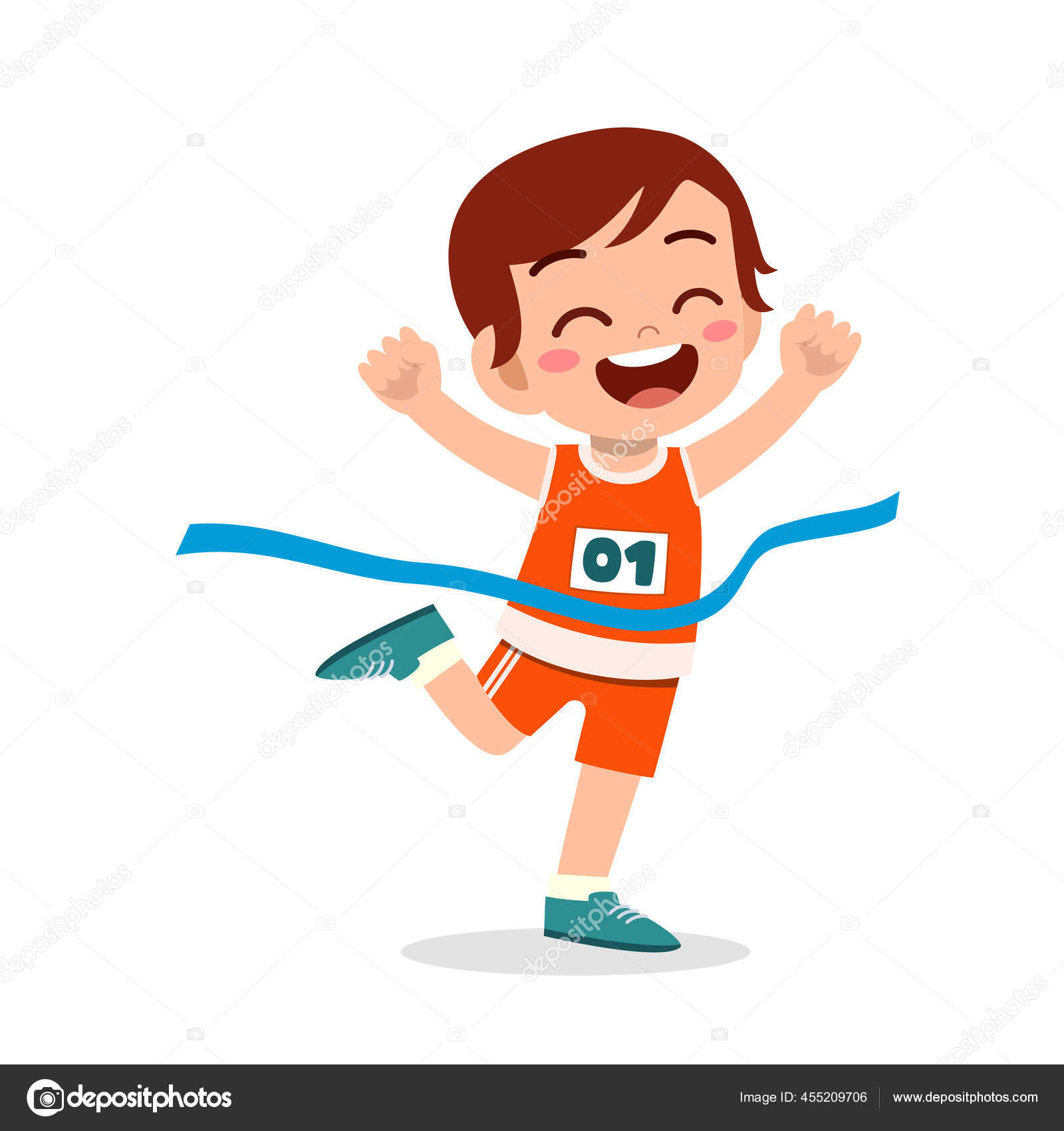 Cute Little Boy Run Marathon Race Win Stock Vector by ©colorfuelstudio ...