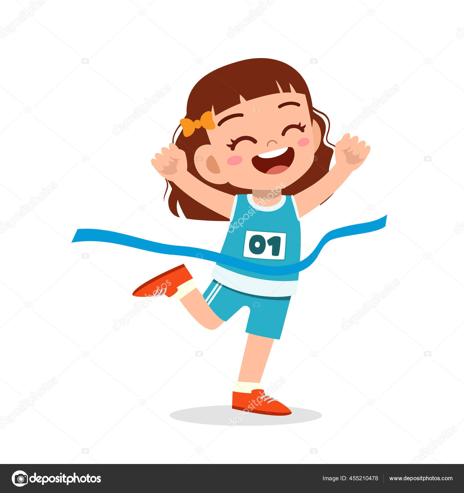 Cute Little Girl Run Marathon Race Win Stock Vector by ©colorfuelstudio ...