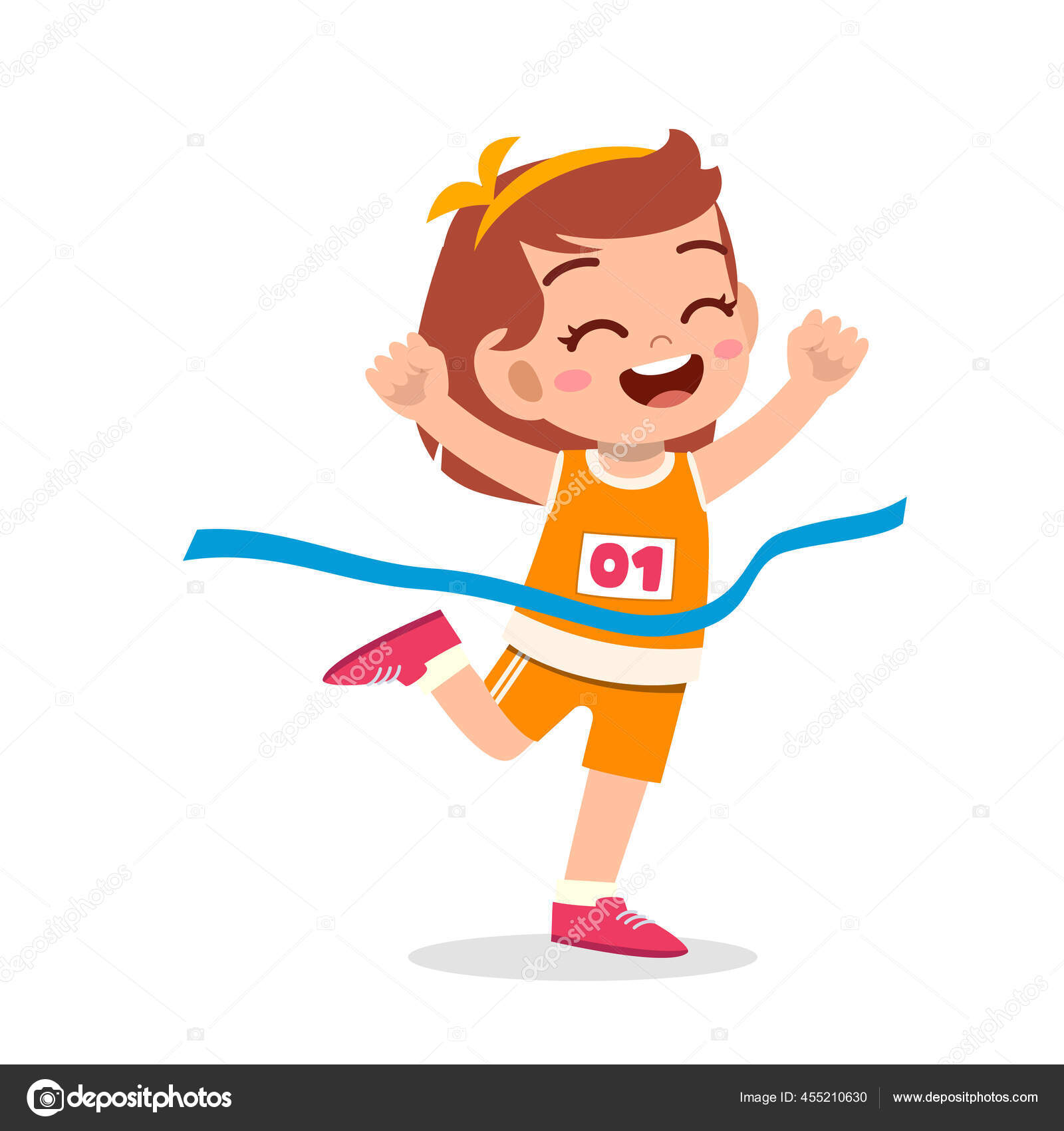 Cute Little Girl Run Marathon Race Win Stock Vector by ©colorfuelstudio ...