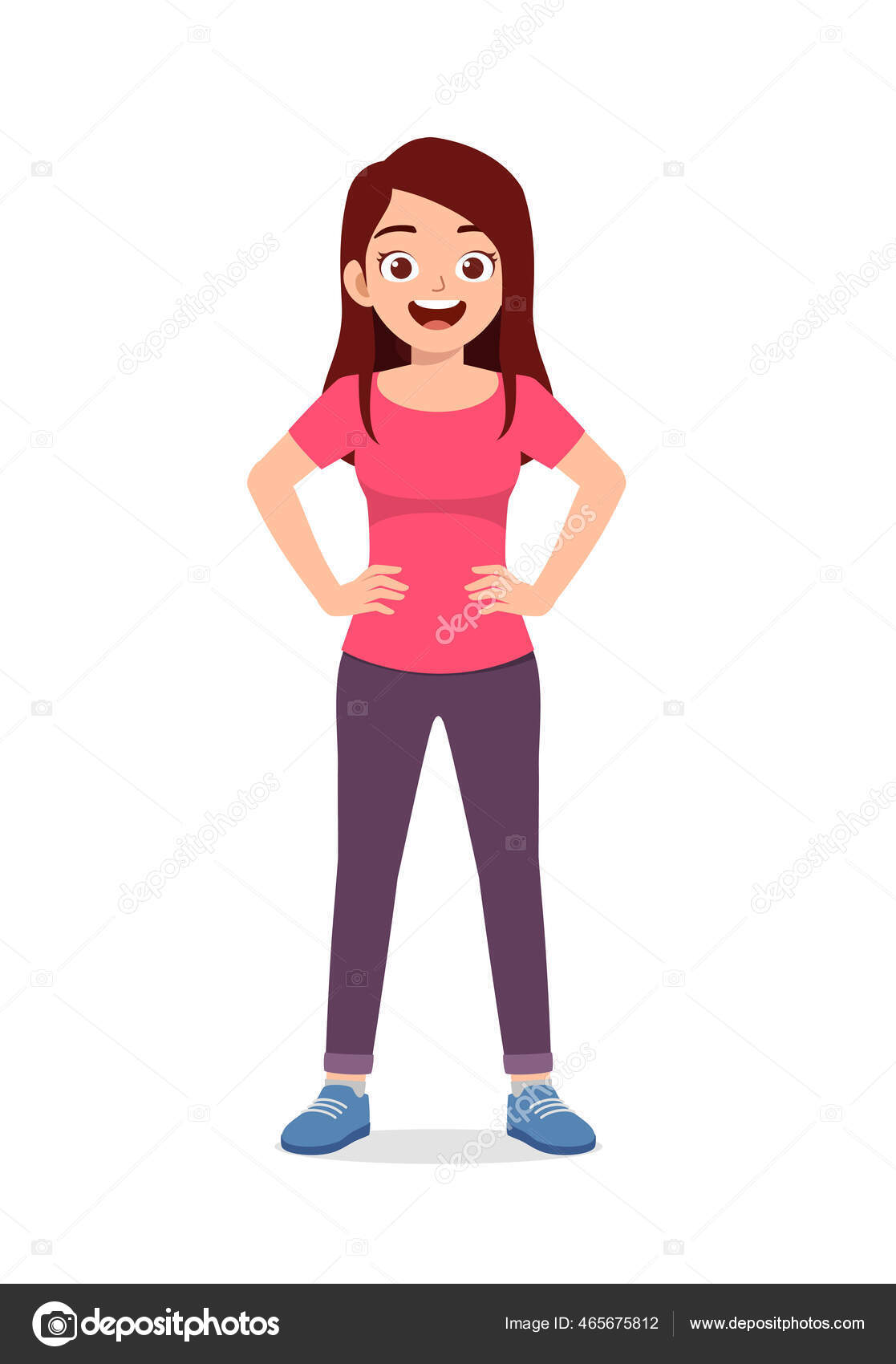 Young Good Looking Woman Doing Arm Hip Pose Confident Stock Vector by ...