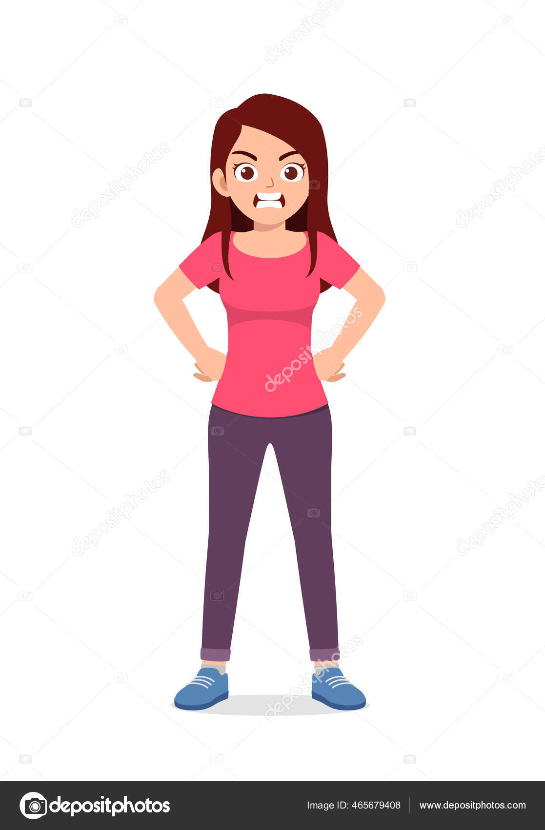 Young Good Looking Woman Get Angry Scream Vector de stock #465679408 de ...