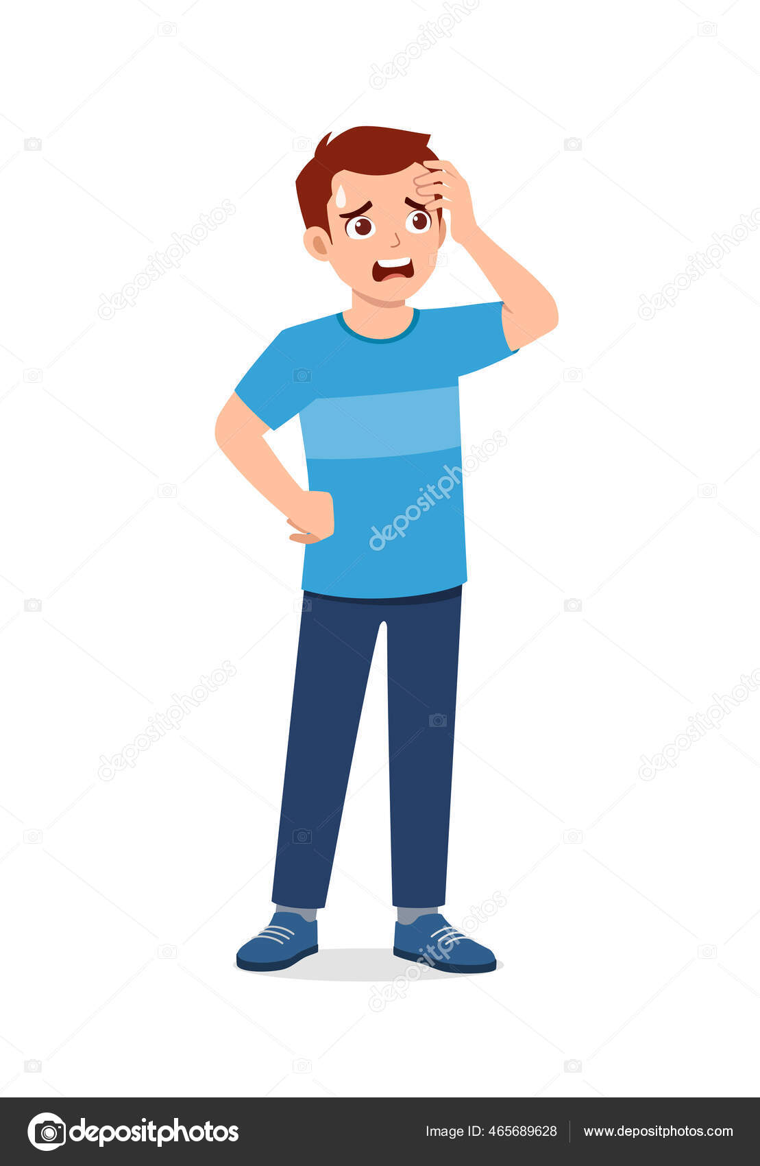 Young Good Looking Man Feel Headache Pain Stock Vector by ...