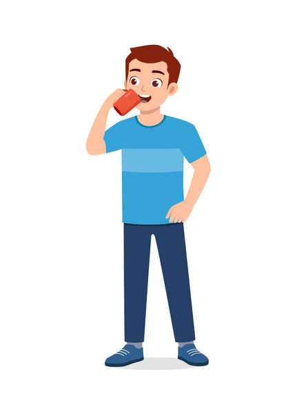 Young Good Looking Man Feel Sick Take Medicine Stock Vector Image by ...