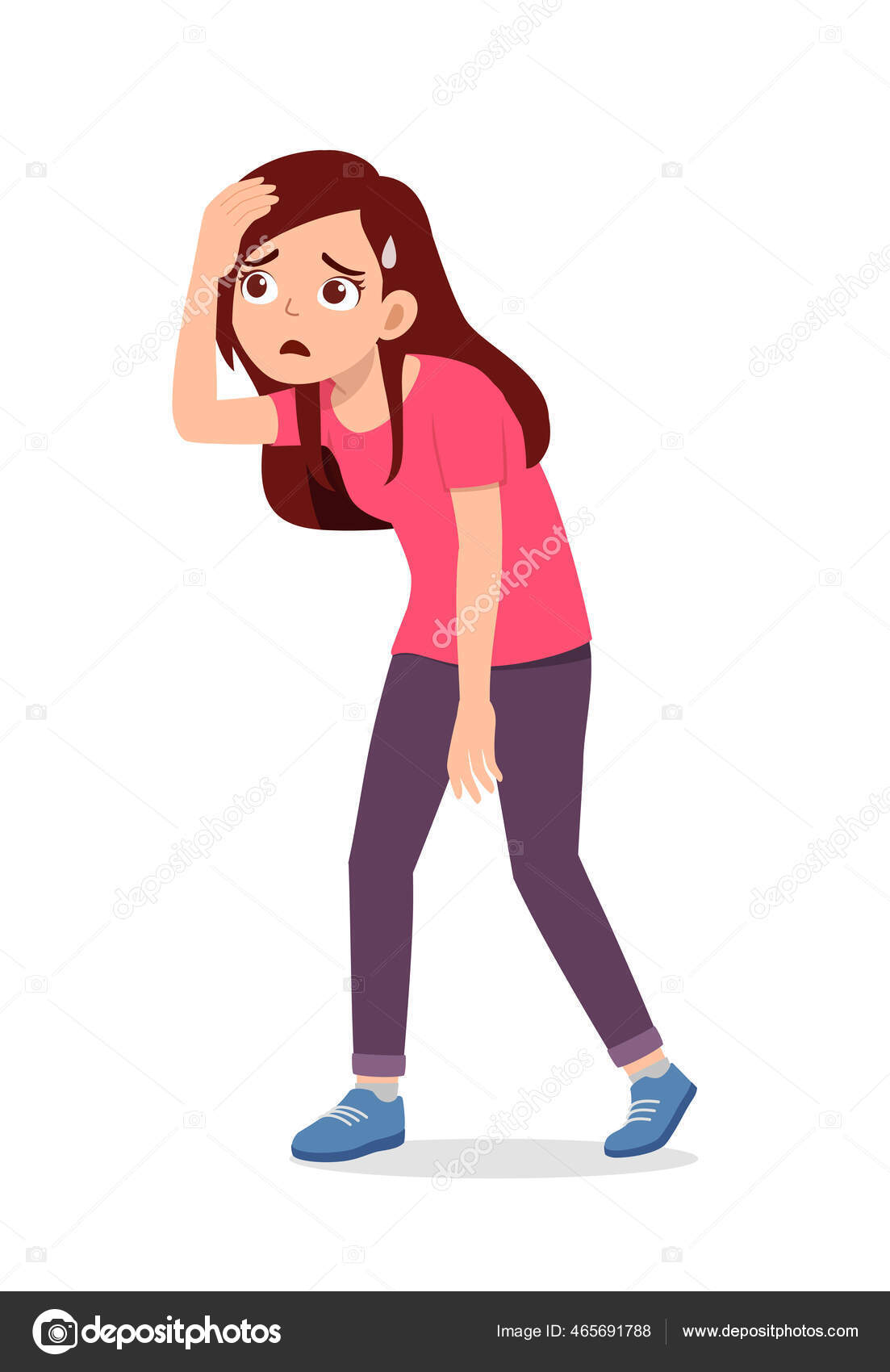 Young Good Looking Woman Feeling Tired Sick Stock Vector Image by ...