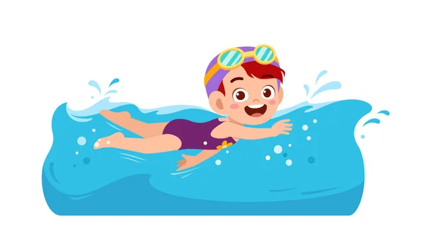 Cute Little Kid Boy Swim Water Summer Holiday Stock Vector Image by ...