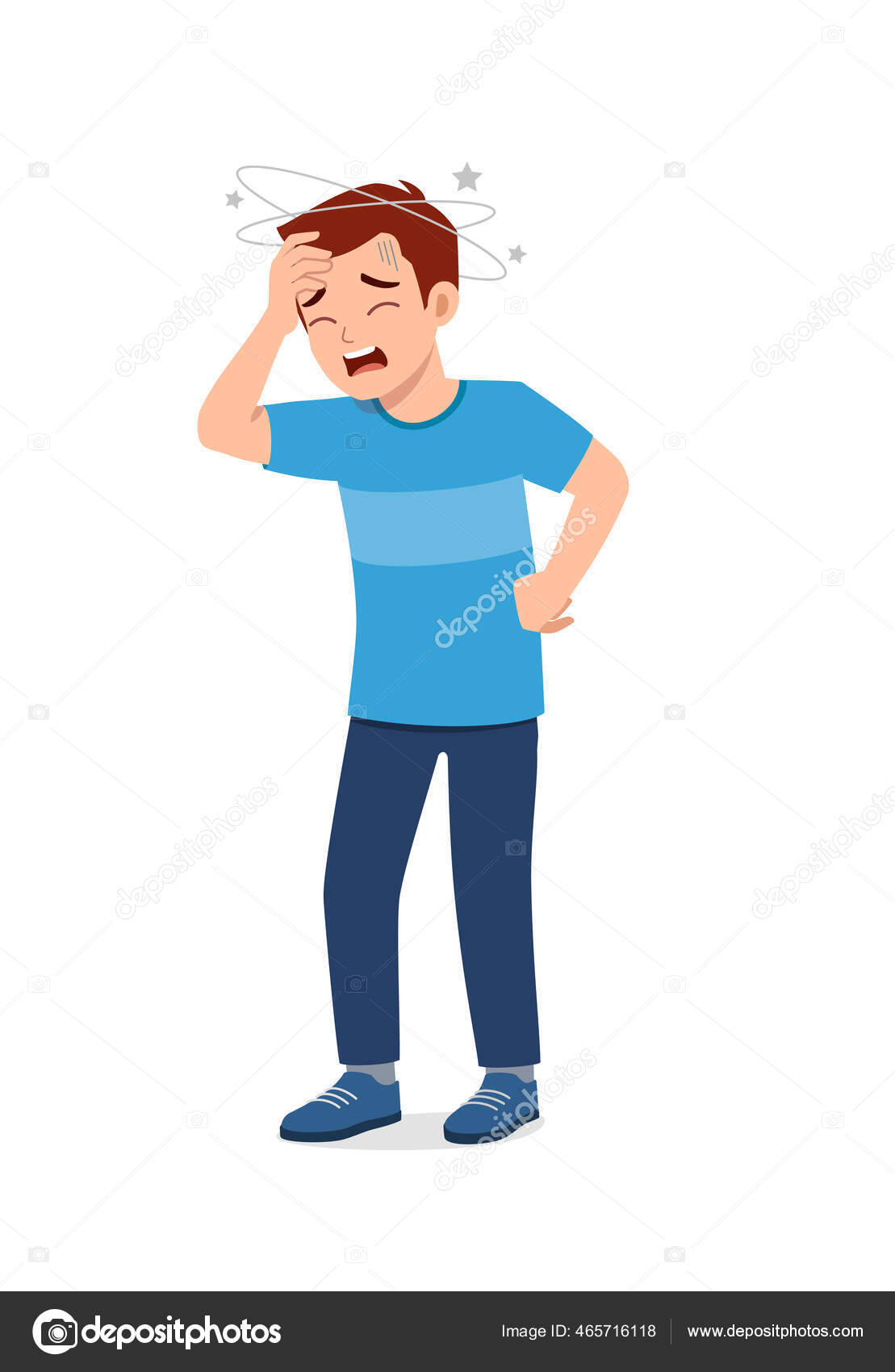 Young Good Looking Man Feel Headache Pain Stock Illustration by ...