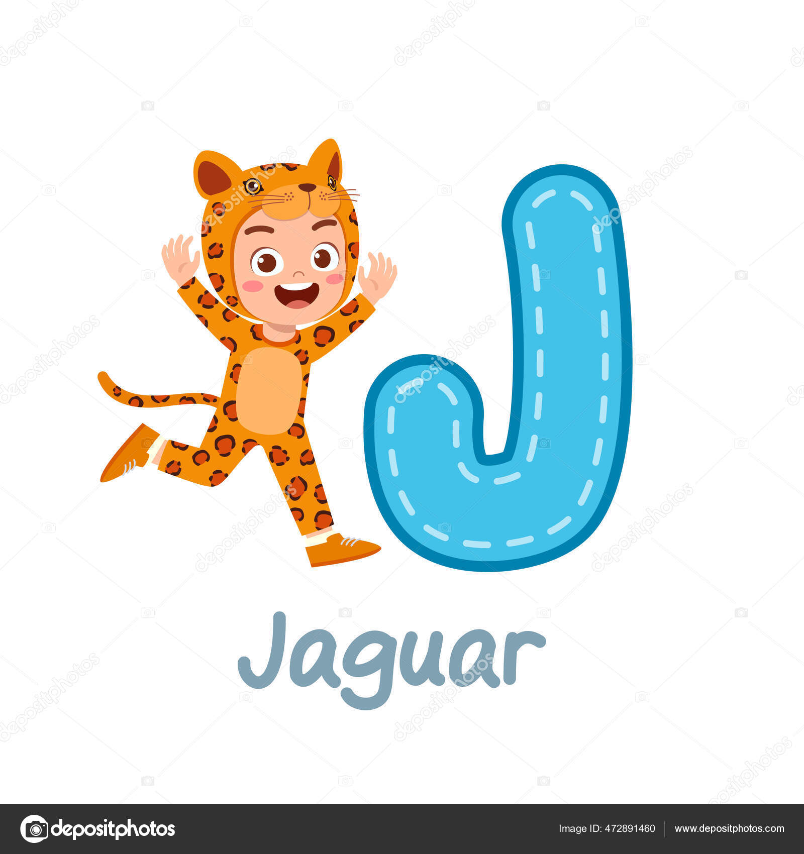 Niedliches Kleines Kind Trägt Kostüm Alphabet Lernen Stock-Vektorbild ...