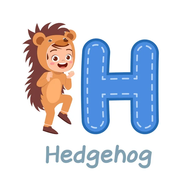 Cute Little Kid Wear Costume Learn Alphabet Stock Illustration by ...