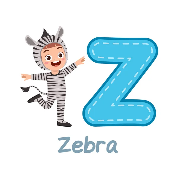 Cute Little Kid Wear Costume Learn Alphabet Stock Vector by ...